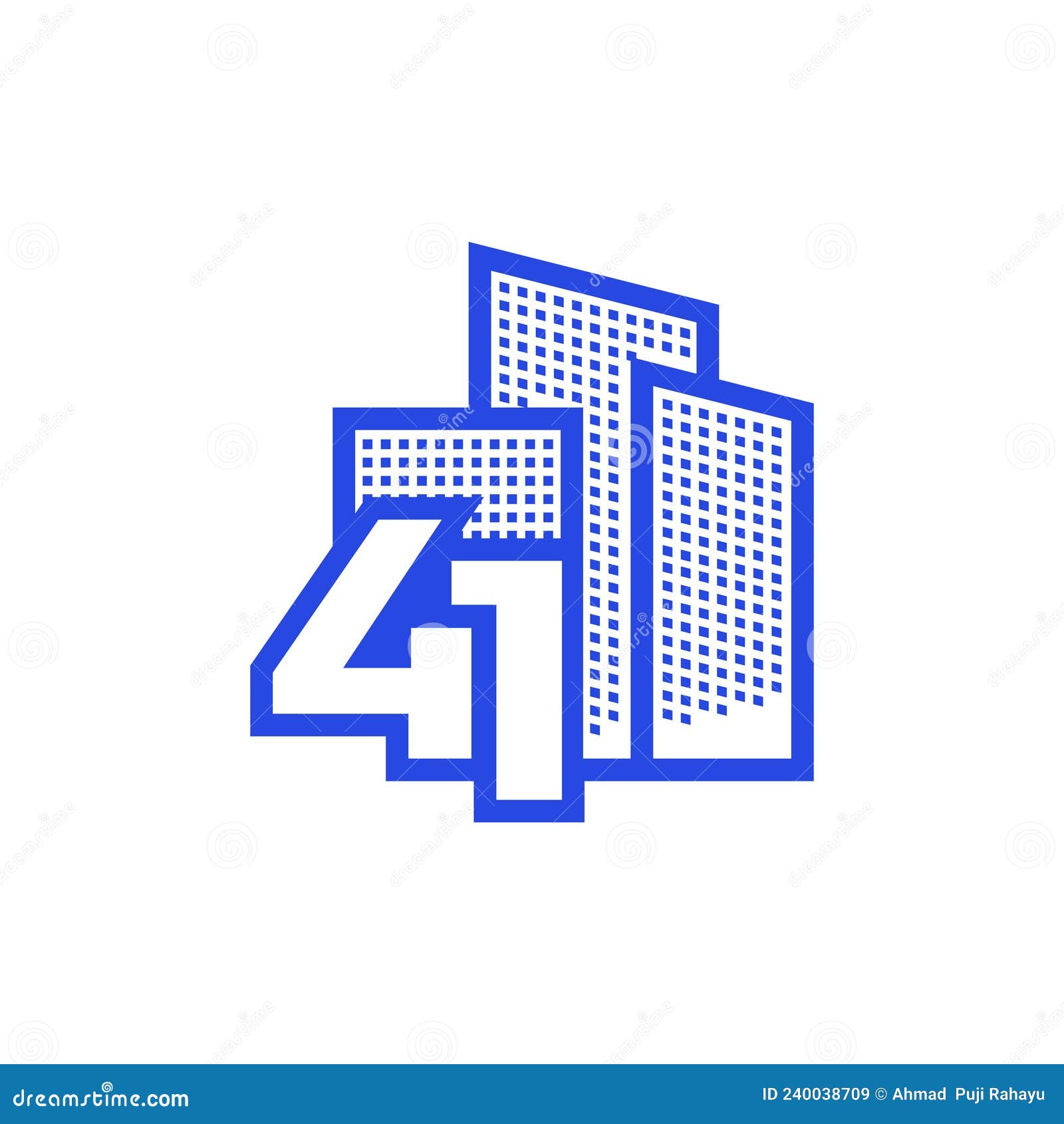 Number 41 with Building Logo Design Vector Graphic Symbol Icon ...
