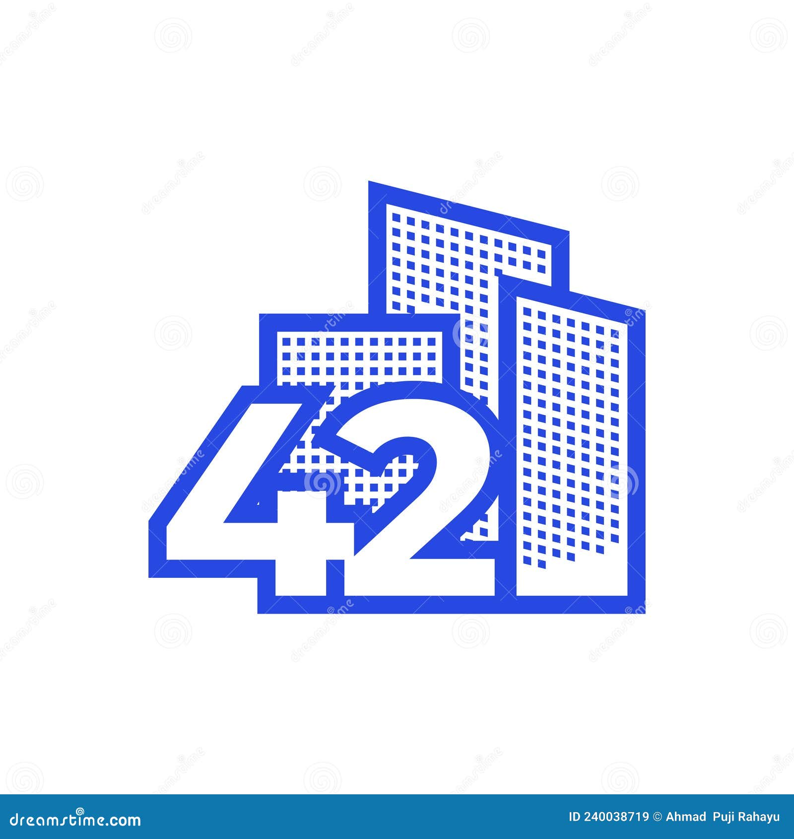 Number 42 with Building Logo Design Vector Graphic Symbol Icon ...