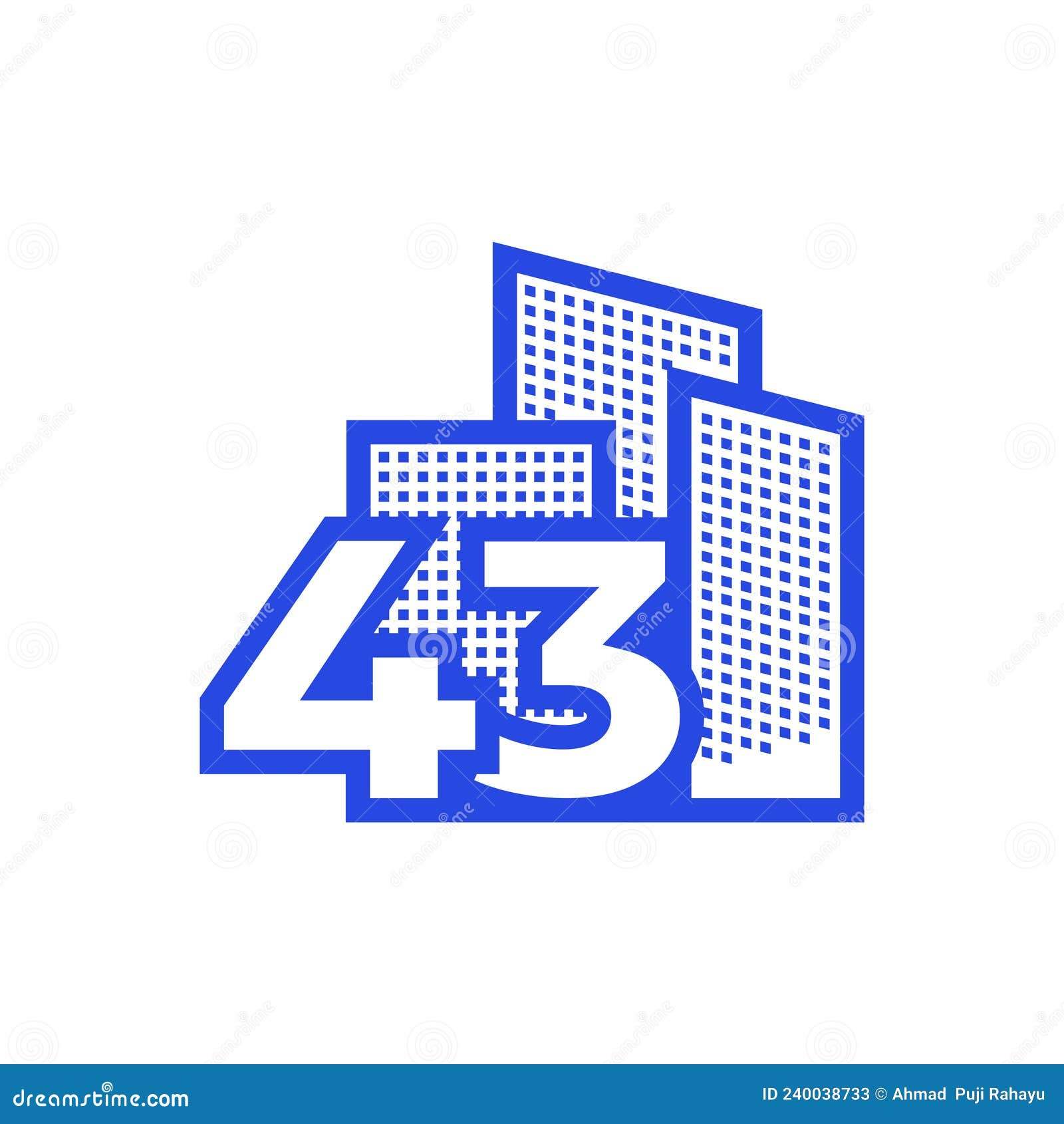 Number 43 with Building Logo Design Vector Graphic Symbol Icon ...