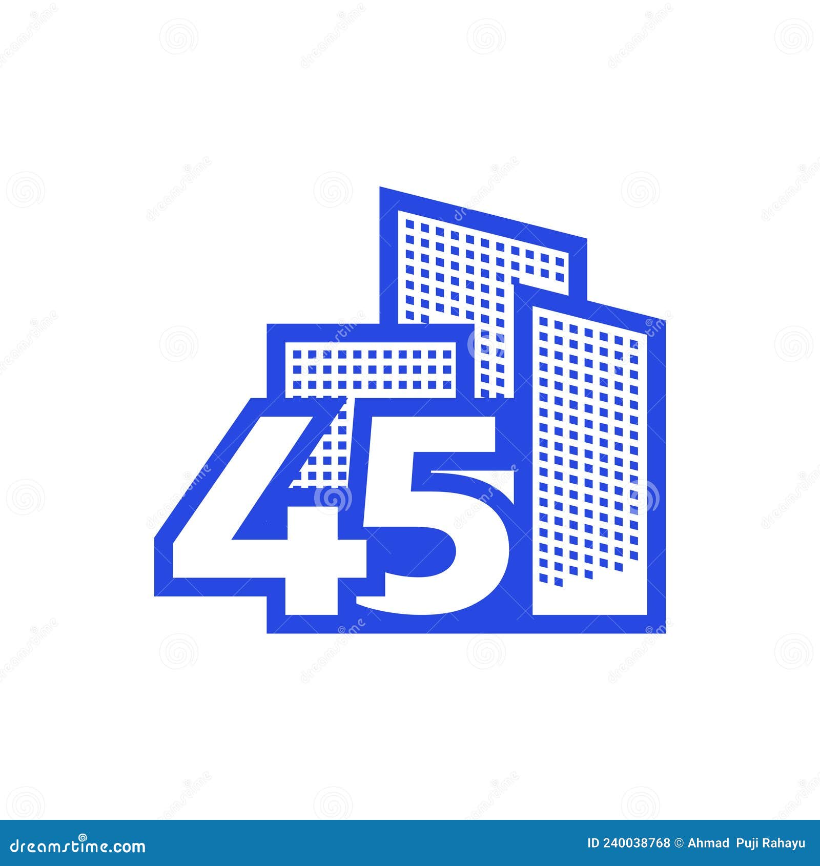 Number 45 with Building Logo Design Vector Graphic Symbol Icon ...
