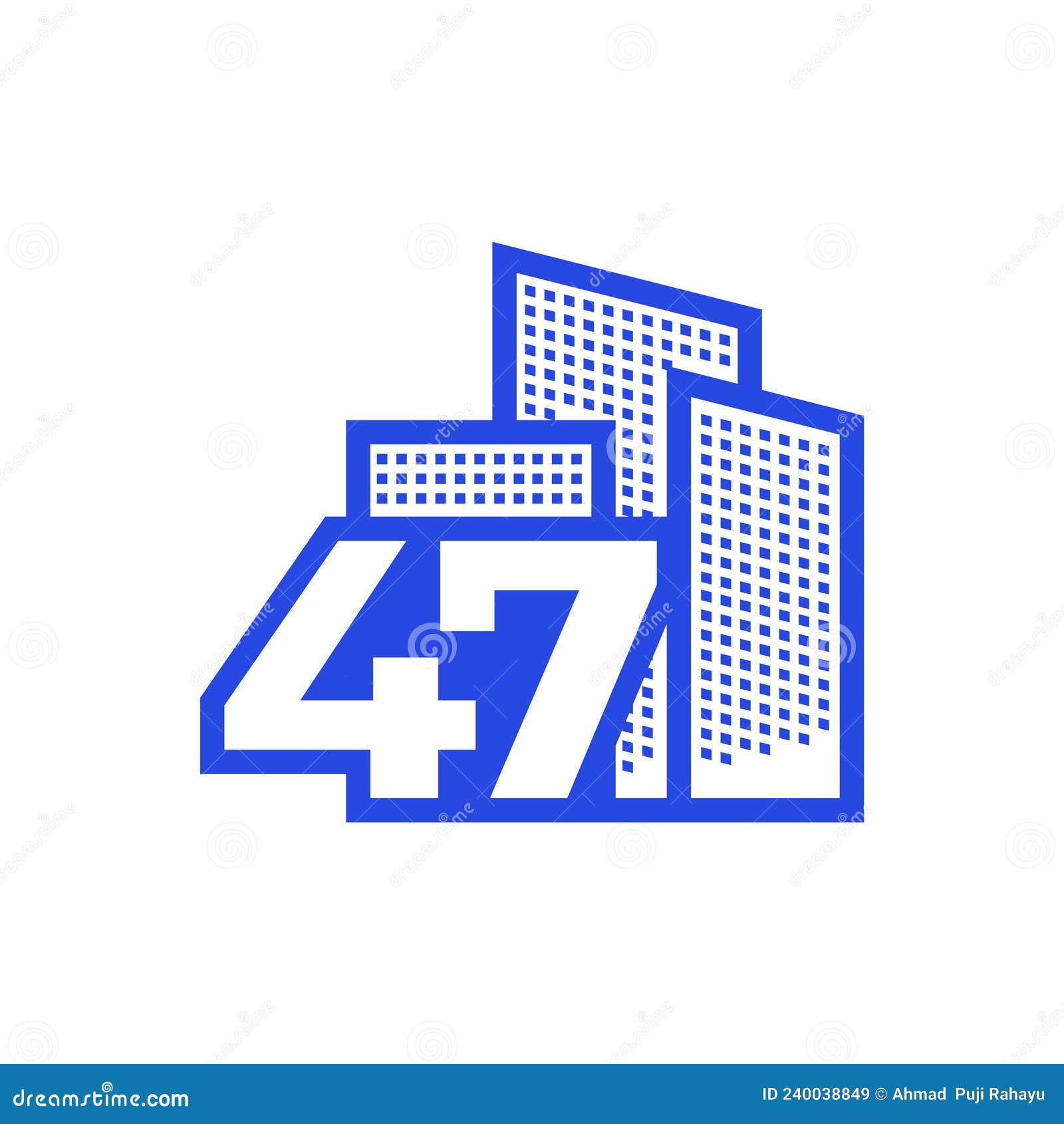 Number 47 with Building Logo Design Vector Graphic Symbol Icon ...