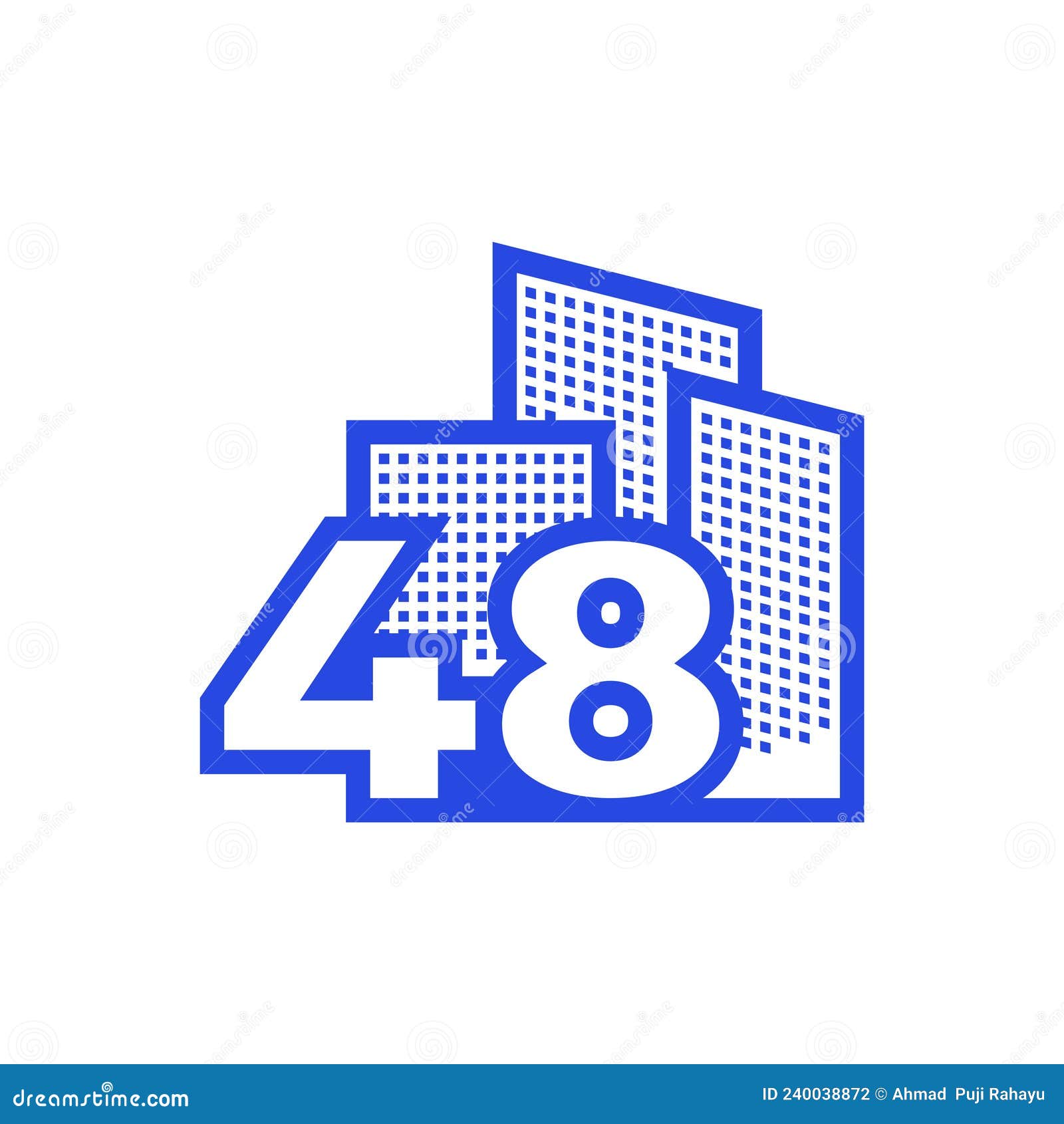 Number 48 with Building Logo Design Vector Graphic Symbol Icon ...