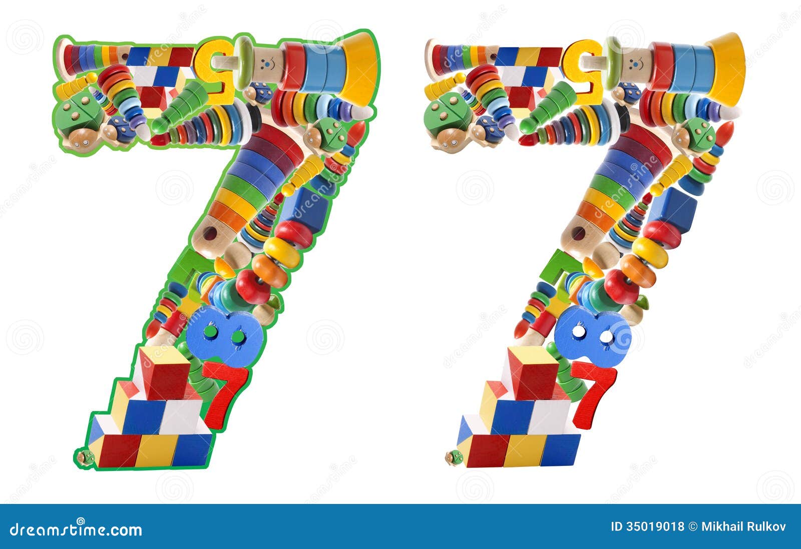 Number7 Built from Wooden Toys Stock Photo - Image of children, object ...