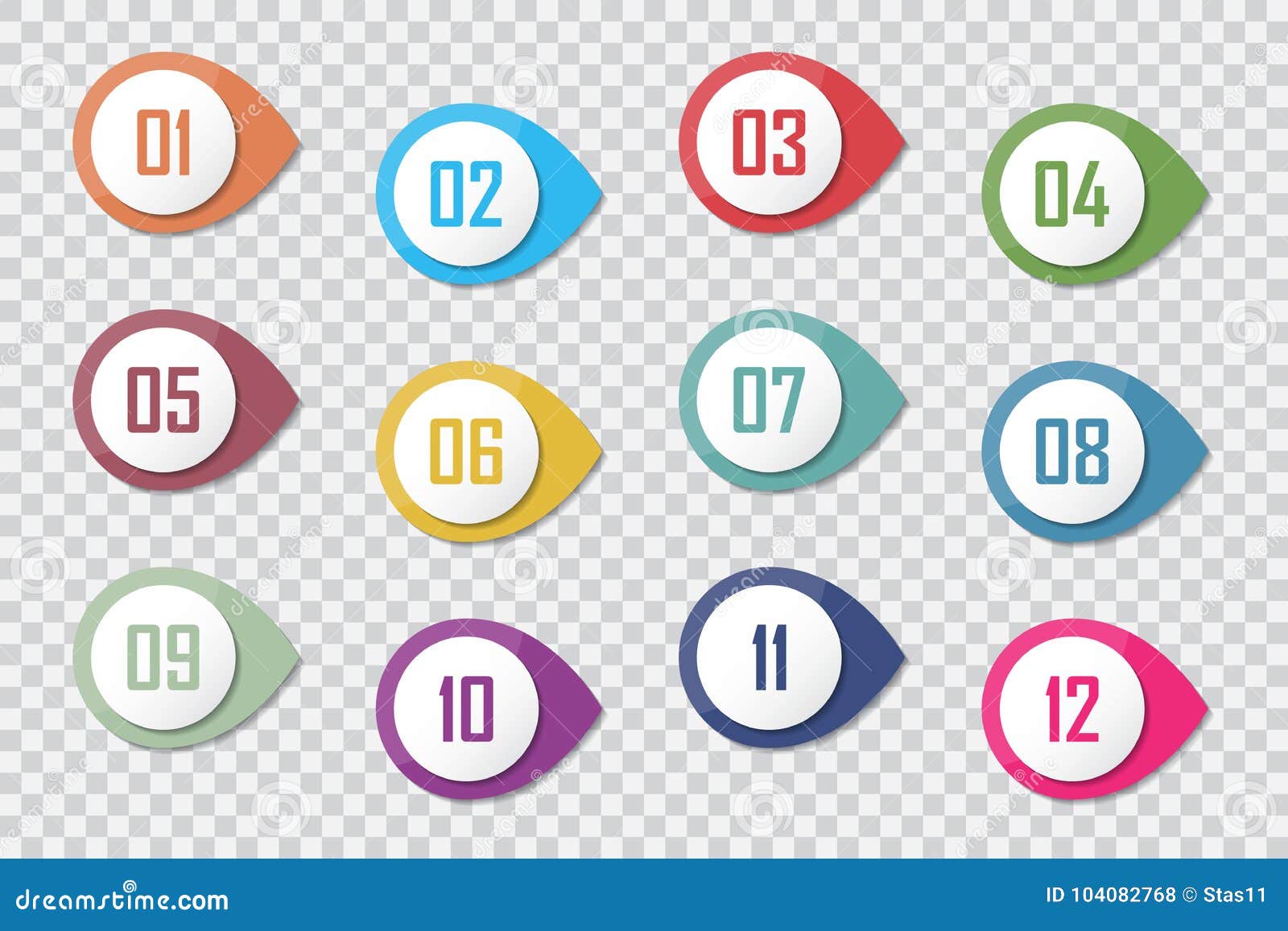 Number Bullet Point Colorful 3d Markers 1 To 12 Vector Stock Vector ...