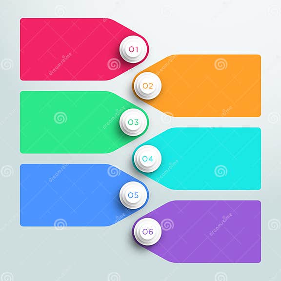 Number Bullet Points 1 To 6 Stacked with Text Boxes Stock Vector ...