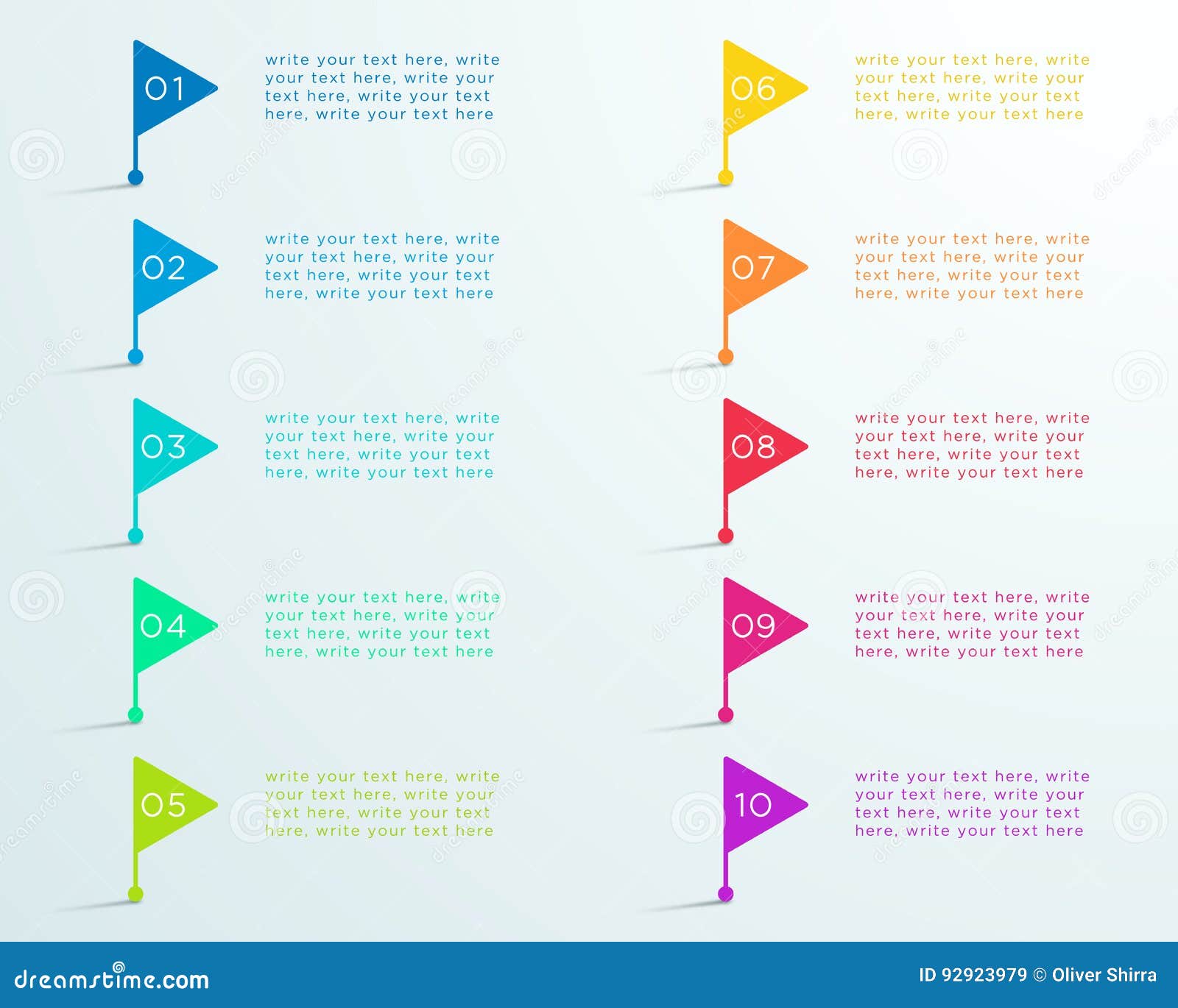Number Bullet Points 1 To 10 Standing Flags Stock Vector - Illustration ...