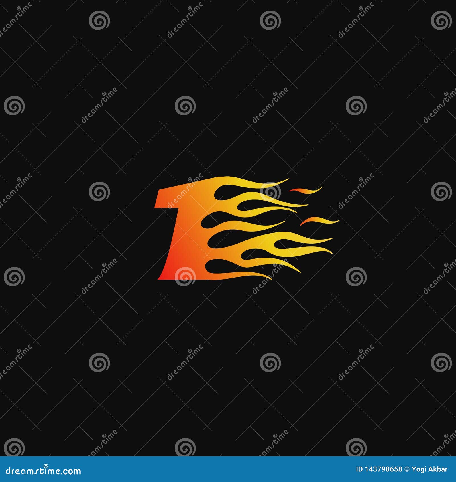 Number 1 Burning Flame Logo Design Template Stock Vector - Illustration ...