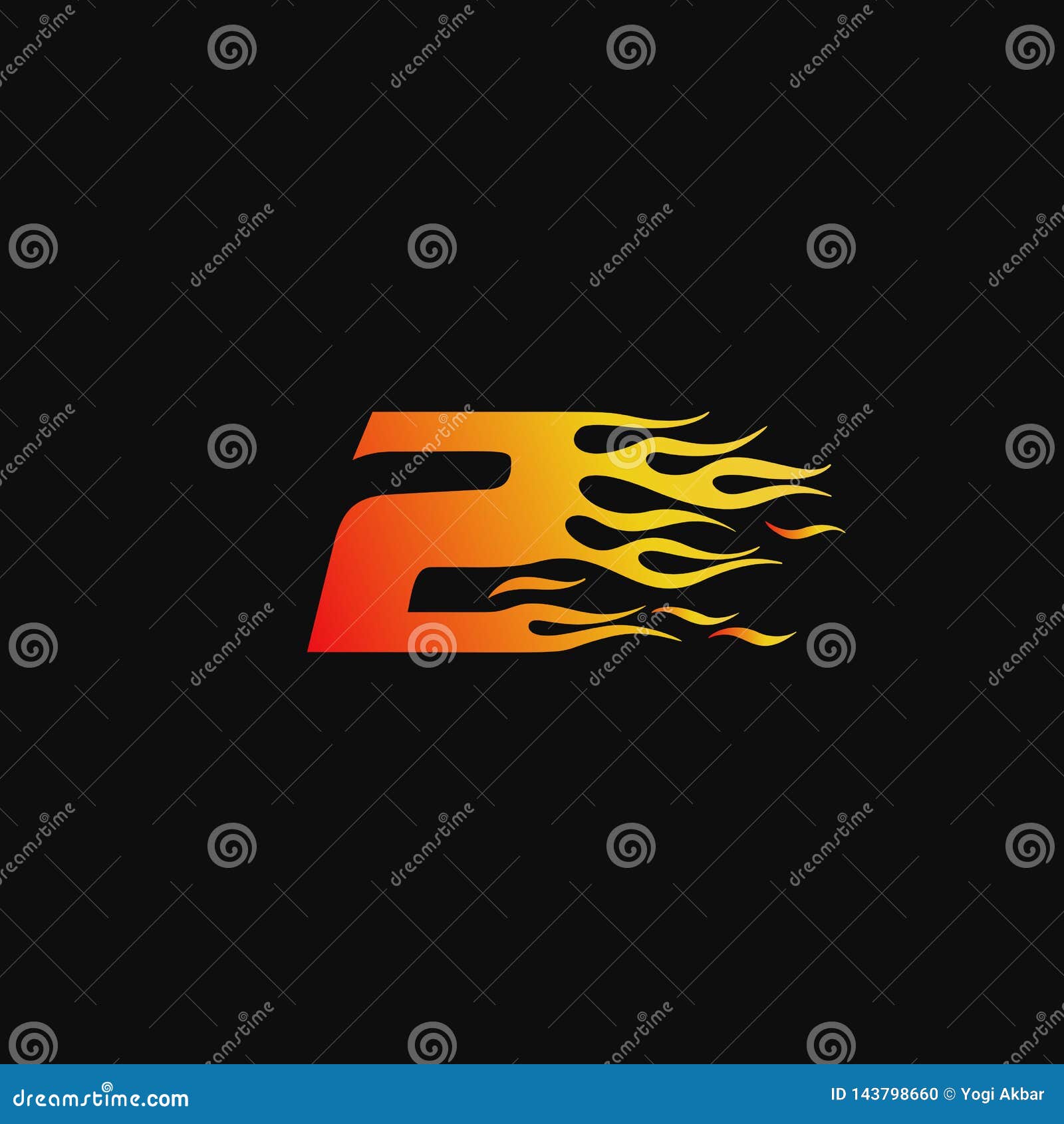 Number 2 Burning Flame Logo Design Template Stock Vector - Illustration ...
