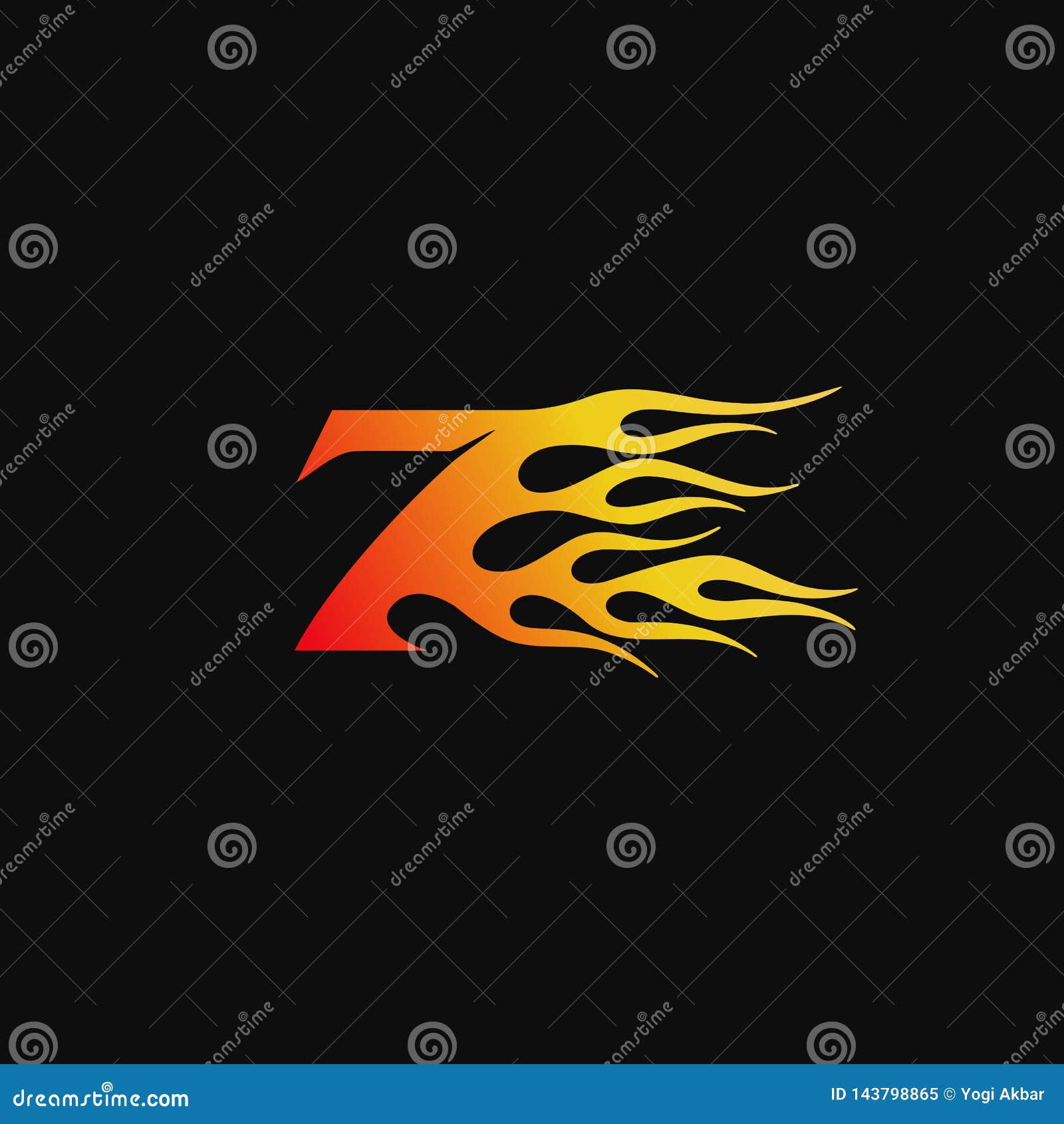 Number 7 Burning Flame Logo Design Template Stock Vector - Illustration ...