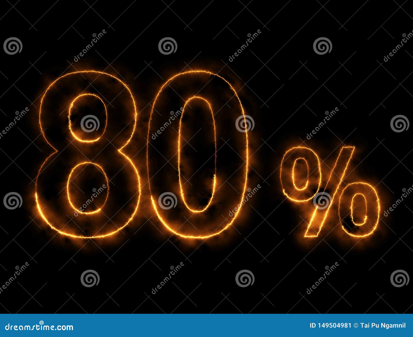 80 Number Burning Wire, Lightning Effect Stock Illustration ...
