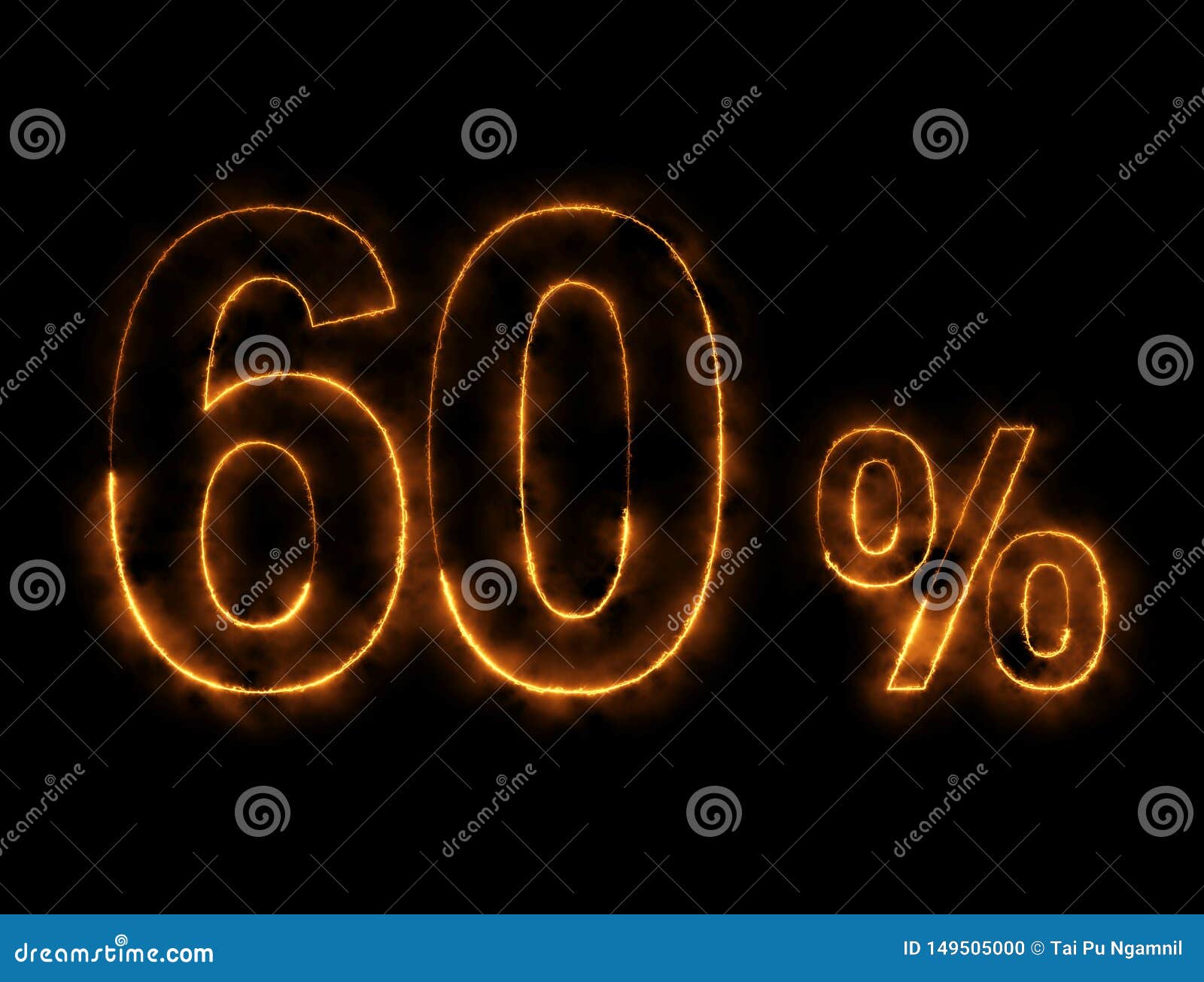 60 Number Burning Wire, Lightning Effect Stock Illustration ...