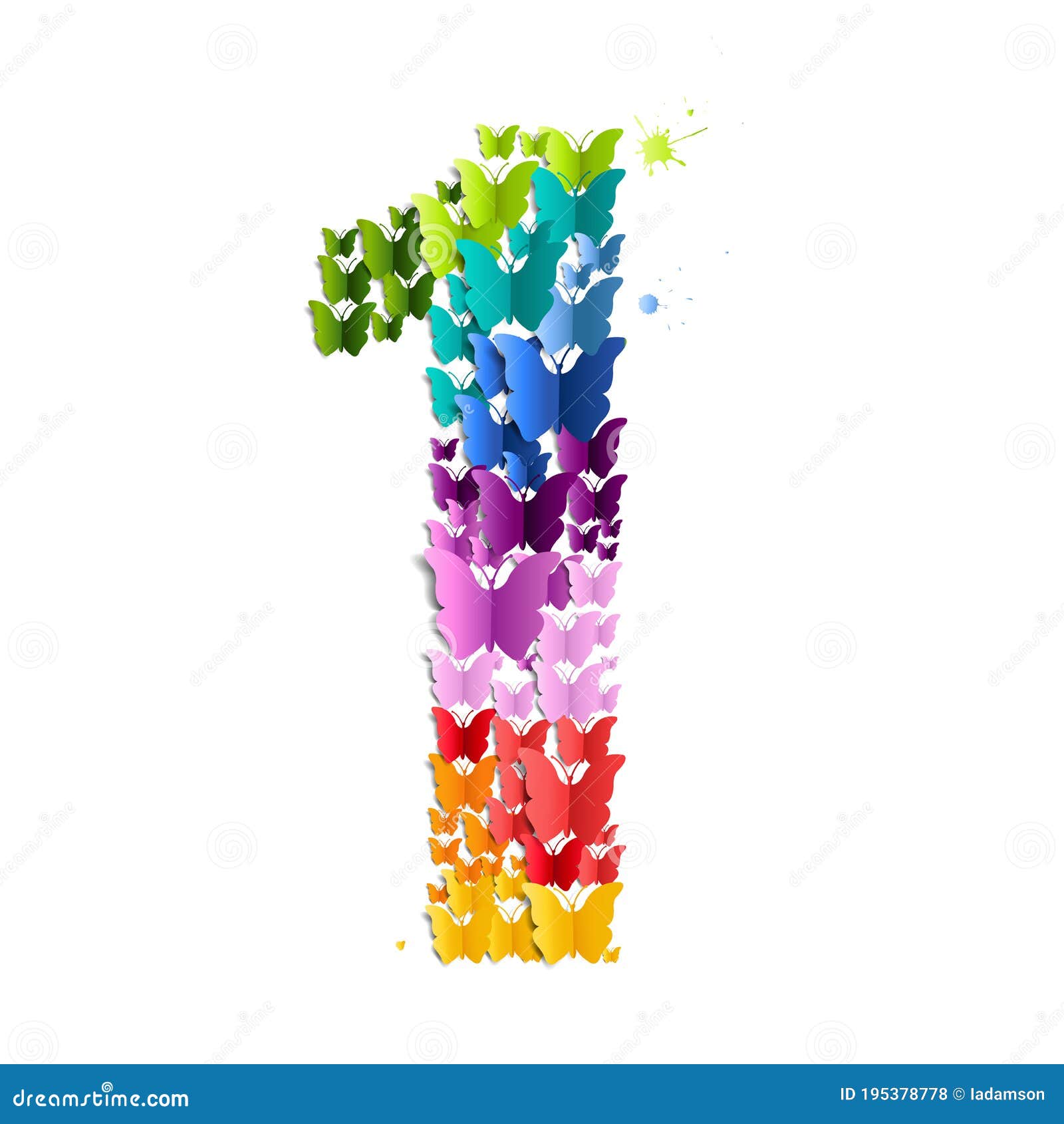 Number 1 from Butterfly stock vector. Illustration of insect - 195378778