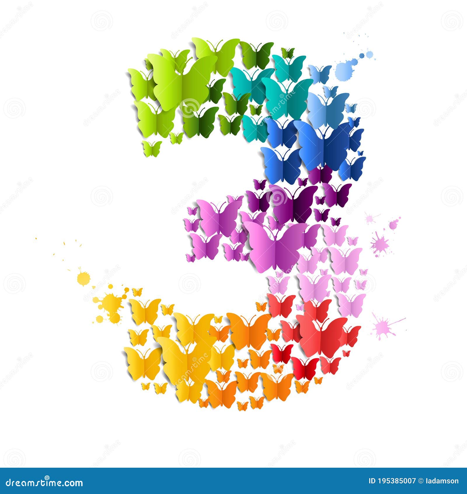 Number 3 from Butterfly stock vector. Illustration of icons - 195385007