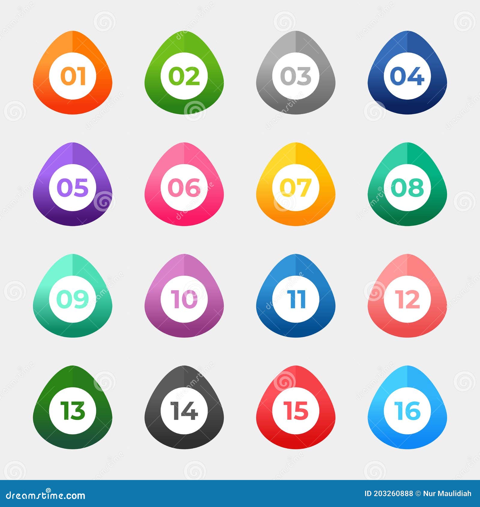 Number Button Collection, Colored Vector Image Stock Illustration ...