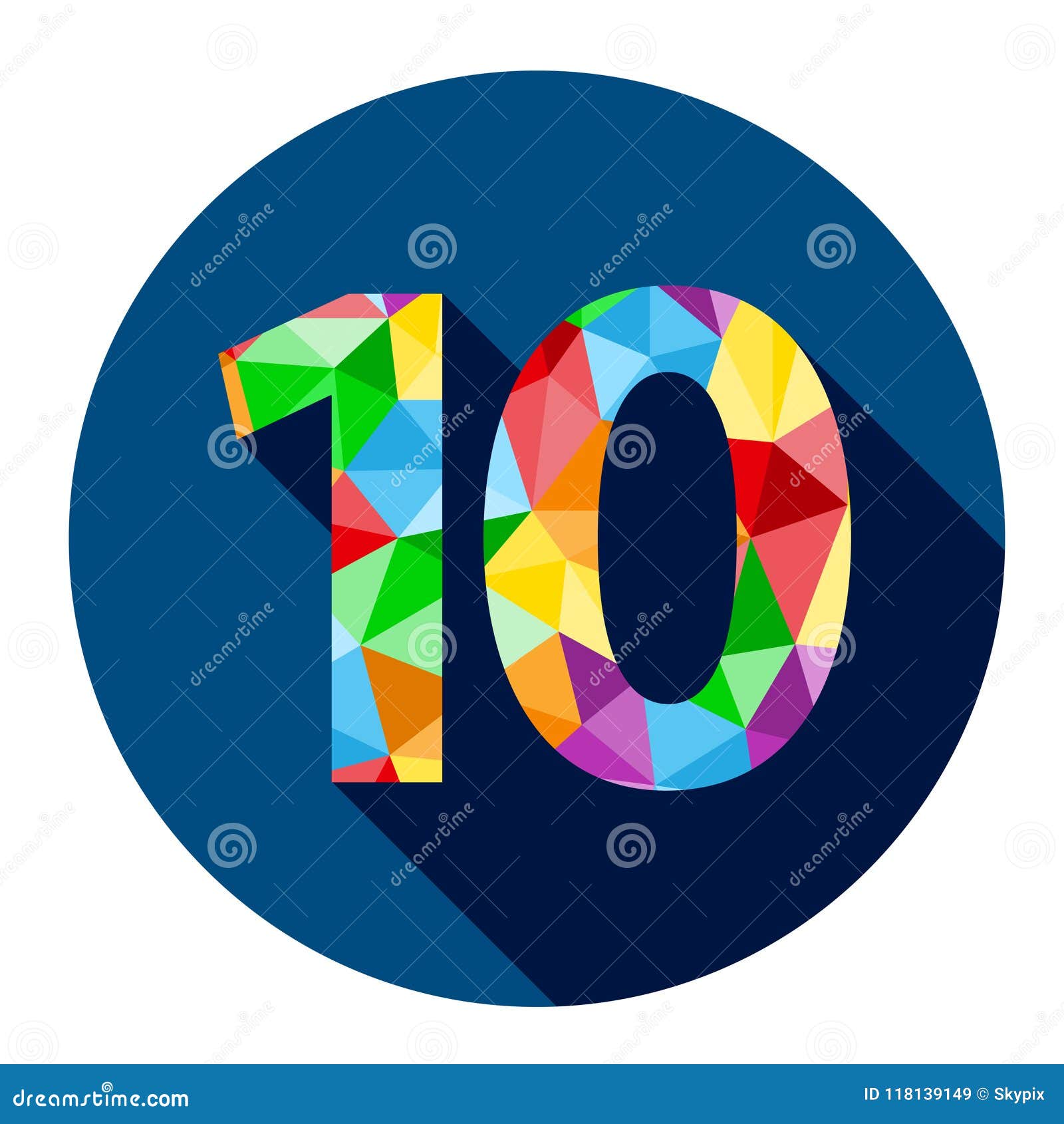 Number 10 Button with Colorful Polygon Pattern Stock Vector ...