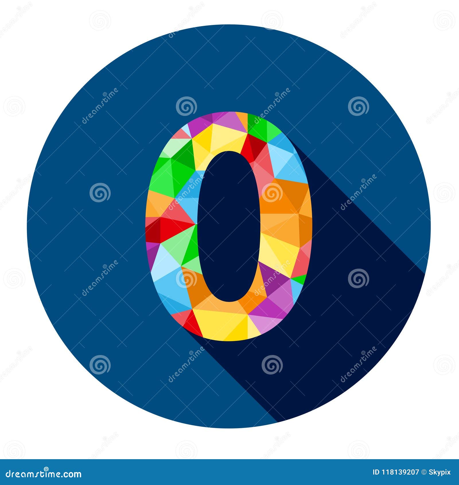 Number 0 Button with Colorful Polygon Pattern Stock Vector ...