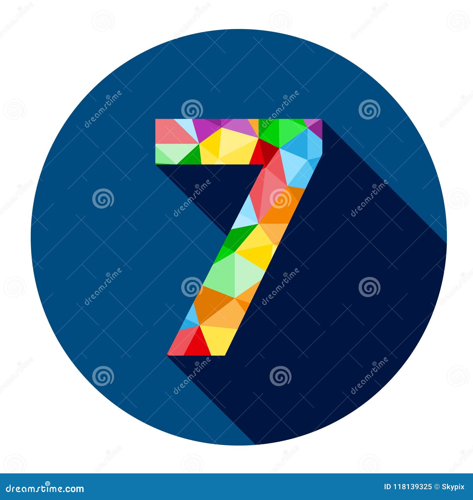 Number 7 Button with Colorful Polygon Pattern Stock Vector ...