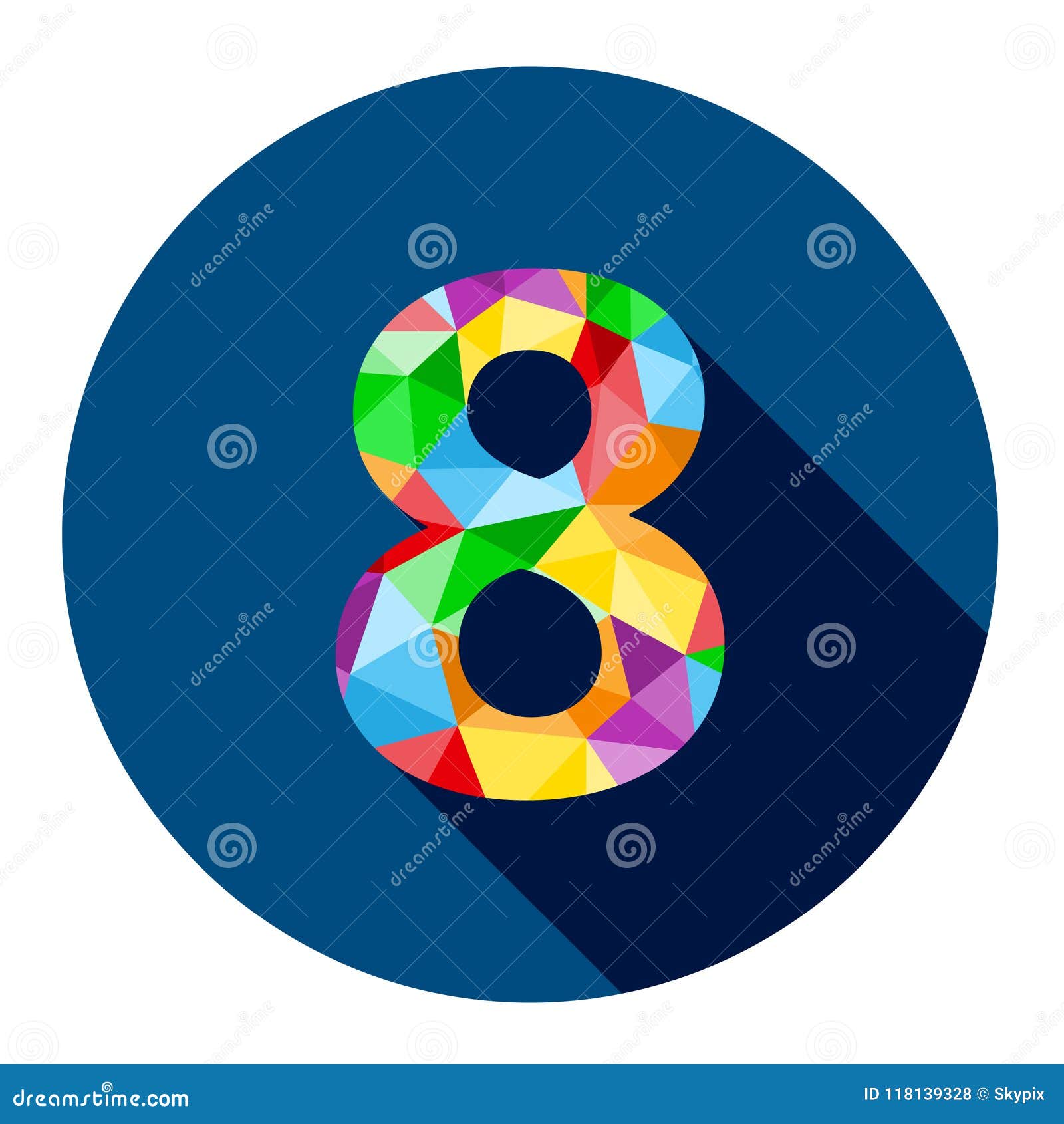 Number 8 Button with Colorful Polygon Pattern Stock Illustration ...