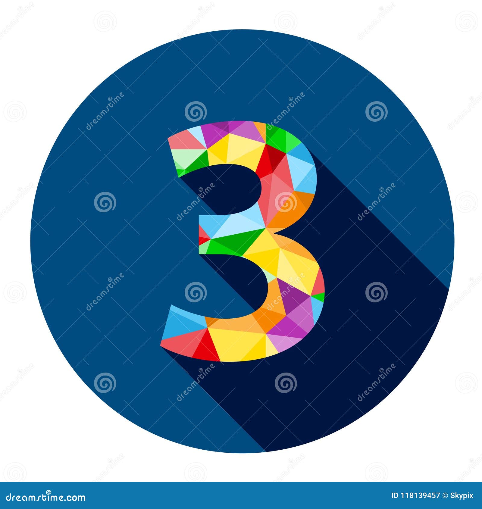 Number 3 Button with Colorful Polygon Pattern Stock Vector ...