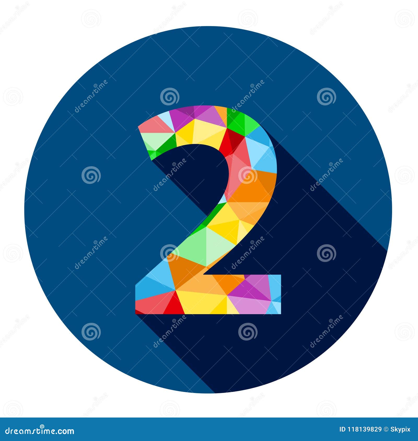 Number 2 Button with Colorful Polygon Pattern Stock Vector ...