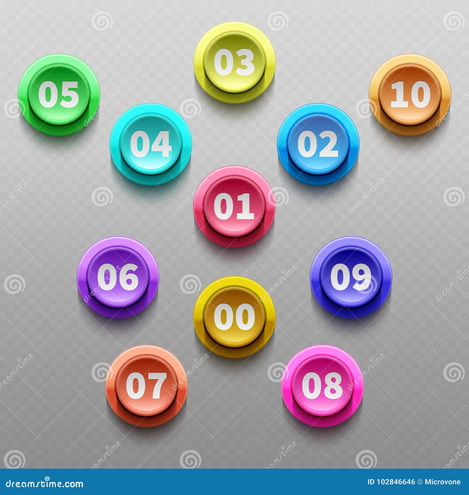 Number Buttons, 3d Pointing Bullets Vector Set Stock Vector ...