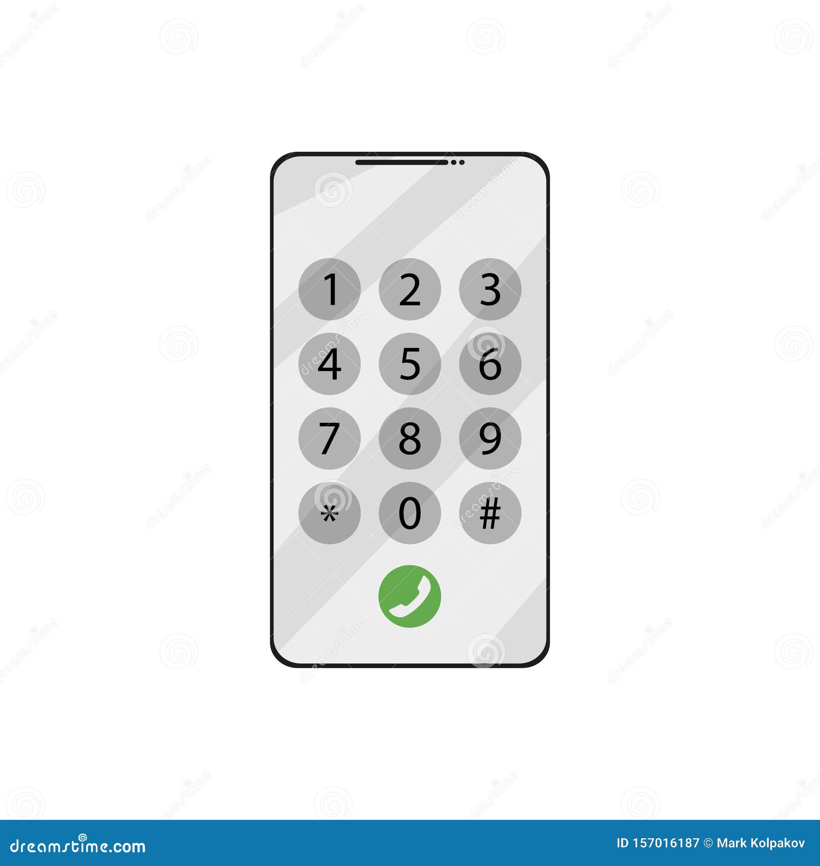 Number Buttons on Phone in Flat, Stock Illustration - Illustration of ...