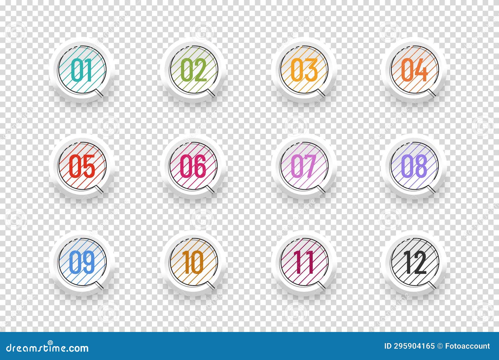 Number Buttons Set - Different Colorful Vector Illustrations Isolated ...