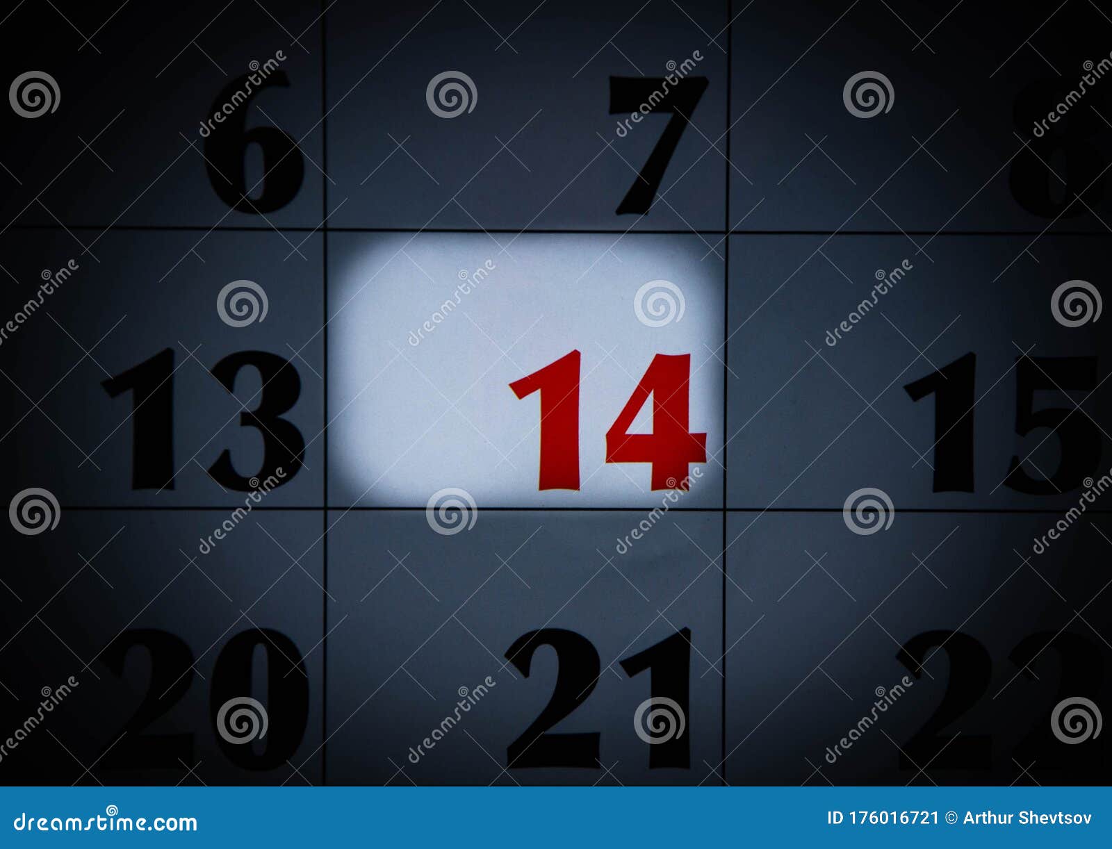 The Number 14 in the Calendar is Highlighted in Red. Calendar for Plans ...