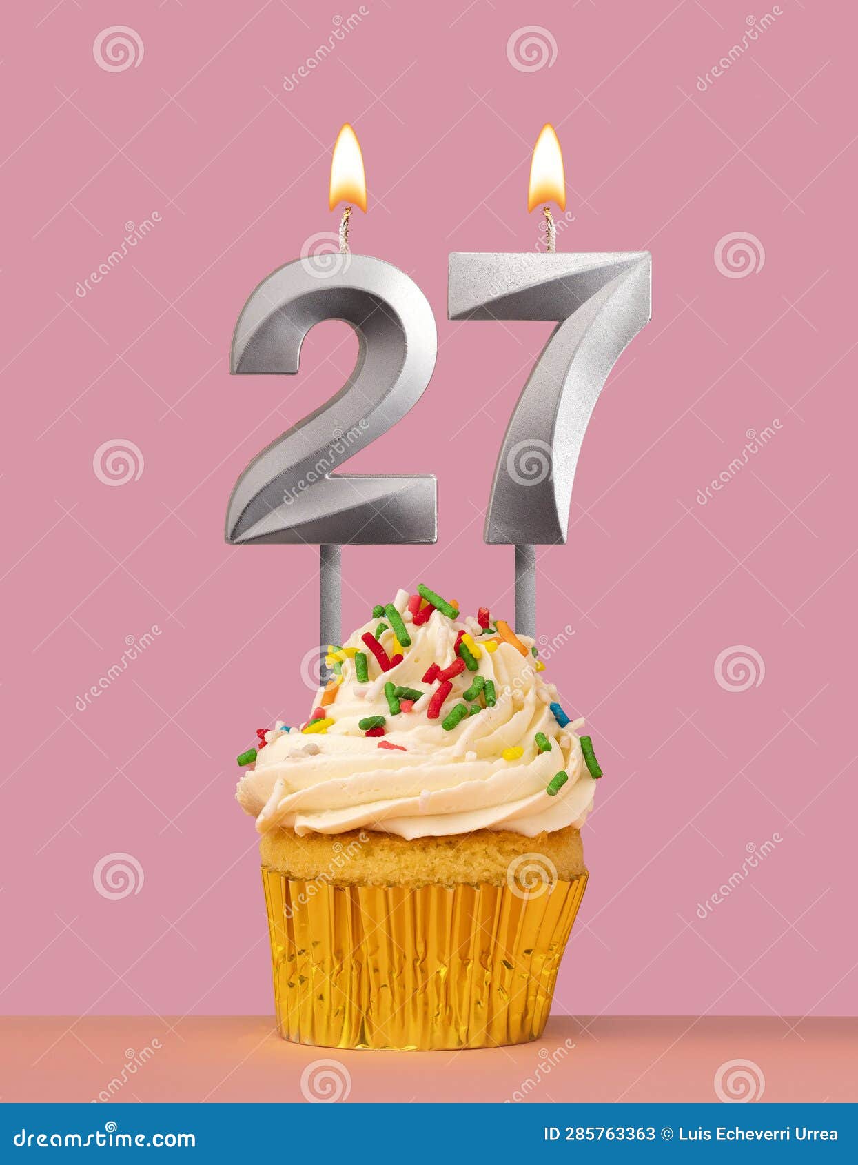 Number 27 Candle with Cupcake - Birthday Card Stock Image - Image of ...