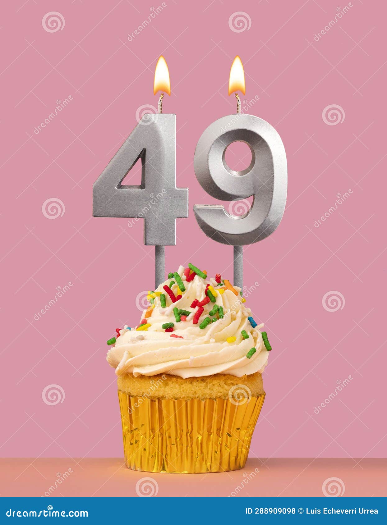 Number 49 Candle with Cupcake - Birthday Card Stock Photo - Image of ...
