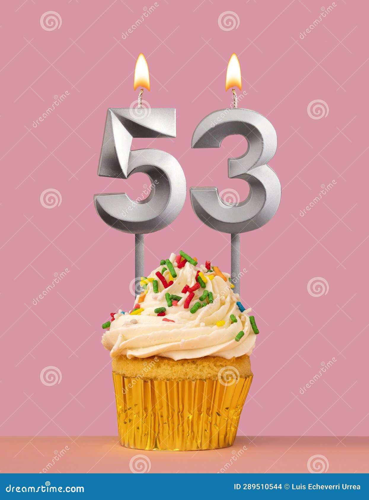 Number 53 Candle with Cupcake - Birthday Card Stock Photo - Image of ...