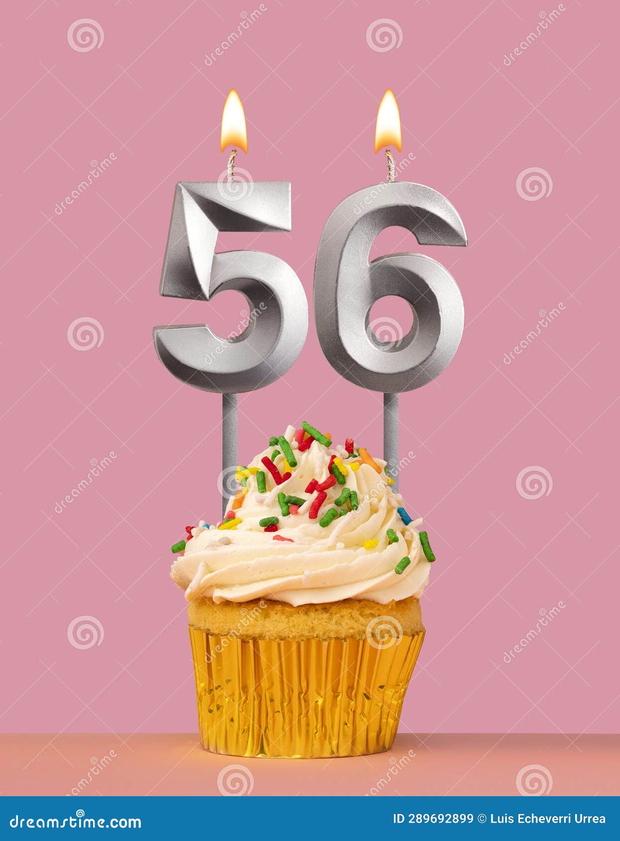 Birthday Card with Cupcake and Candle Number 56 Stock Image - Image of ...