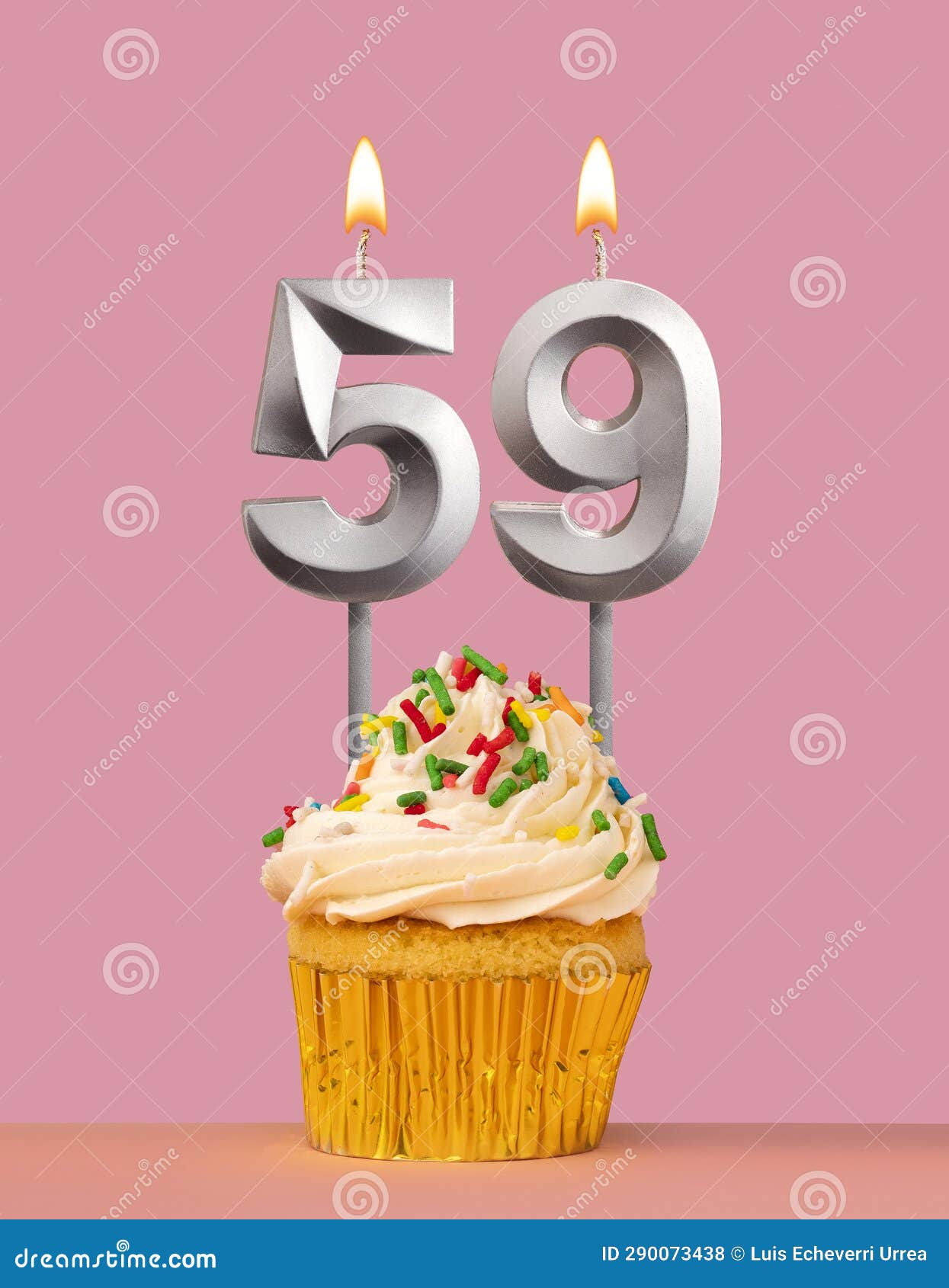 Number 59 Candle with Cupcake - Birthday Card Stock Photo - Image of ...