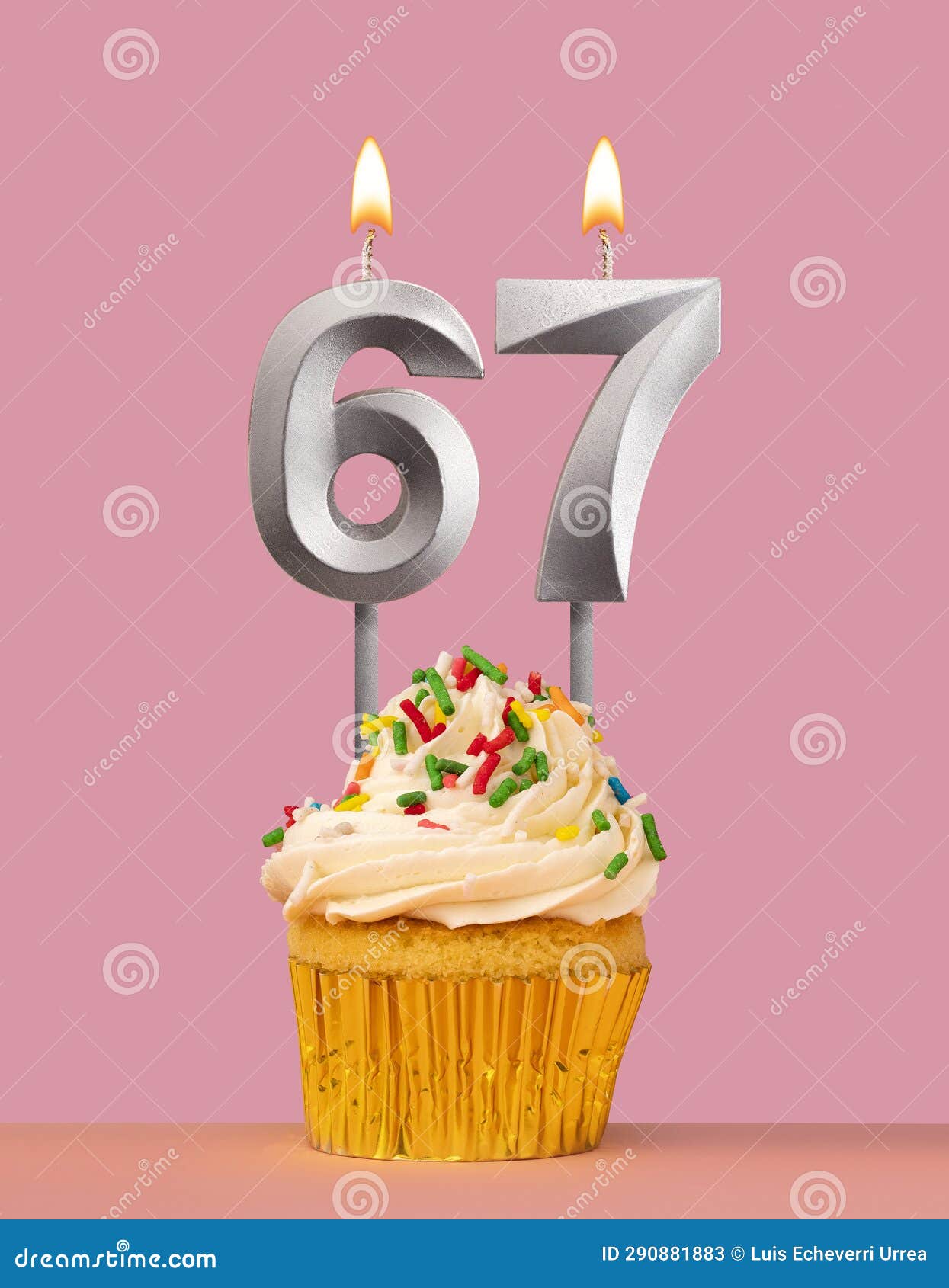 Number 67 Candle with Cupcake - Birthday Card Stock Image - Image of ...