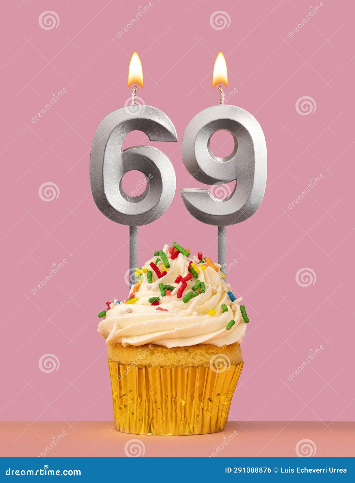 Number 69 Candle with Cupcake - Birthday Card Stock Photo - Image of ...