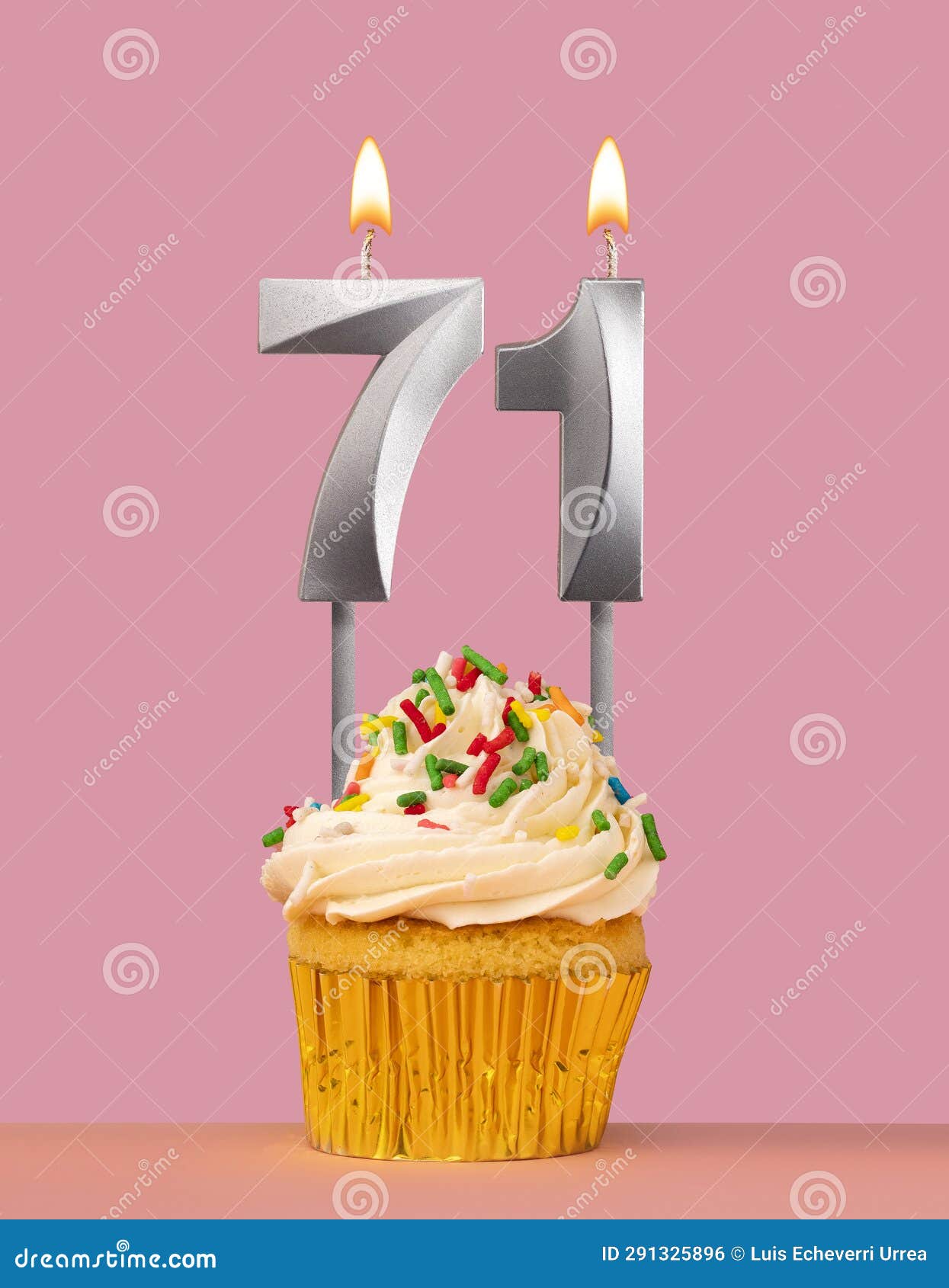 Number 71 Candle with Cupcake - Birthday Card Stock Photo - Image of ...