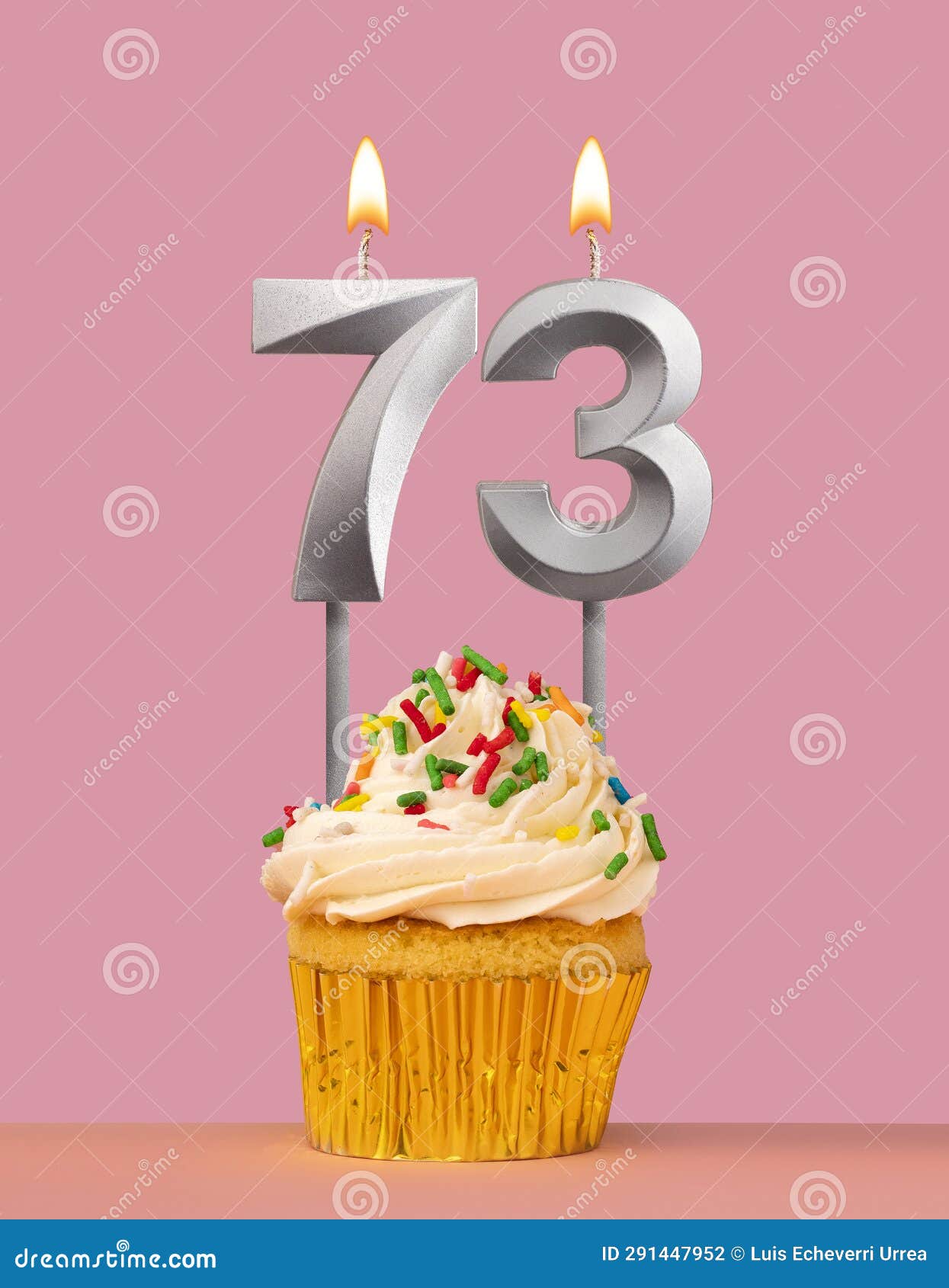 Number 73 Candle with Cupcake - Birthday Card Stock Photo - Image of ...