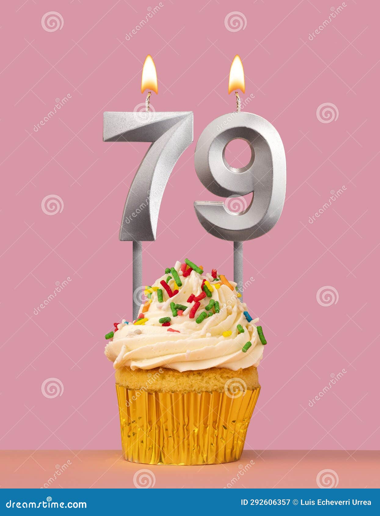 Number 79 Candle with Cupcake - Birthday Card Stock Image - Image of ...