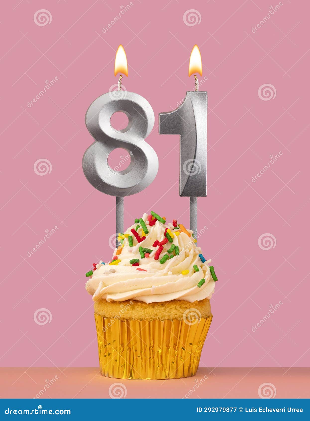 Number 81 Candle with Cupcake - Birthday Card Stock Image - Image of ...