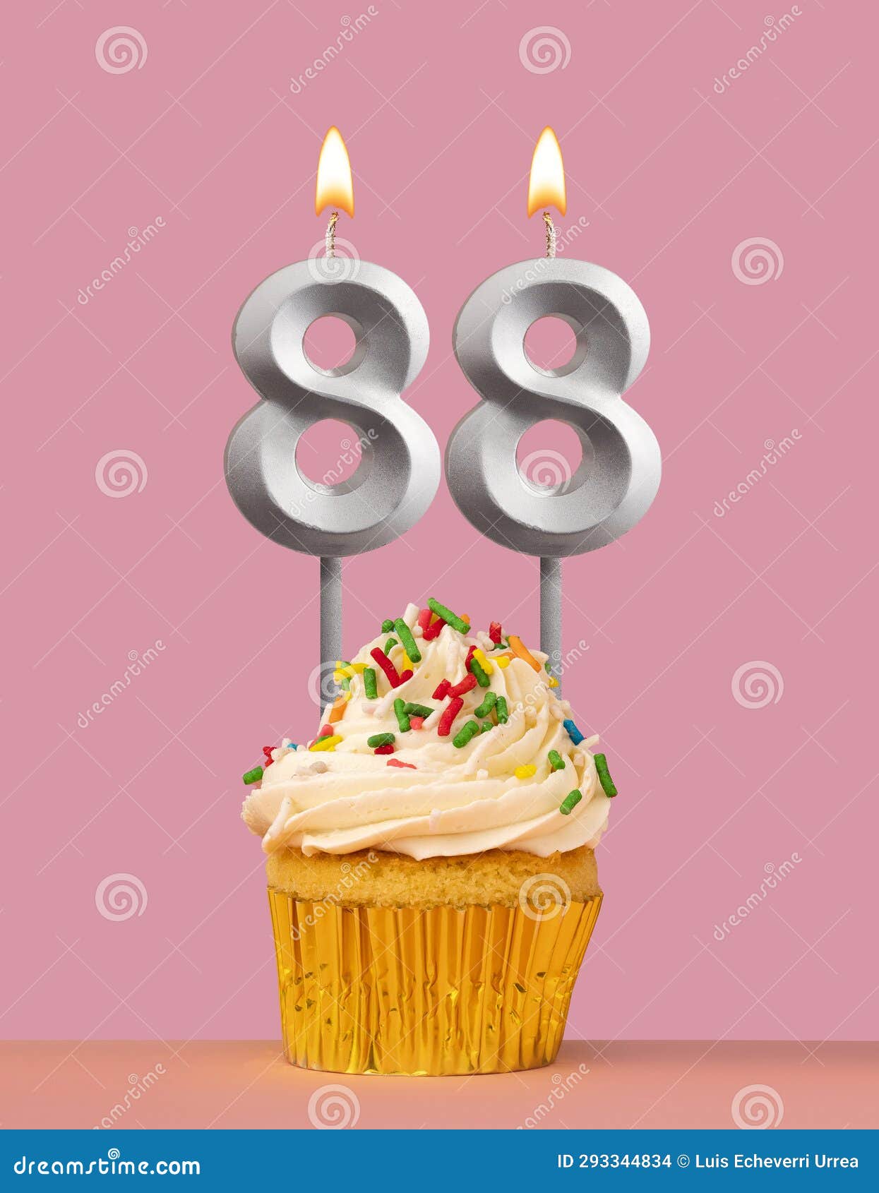 Birthday Card with Cupcake and Candle Number 88 Stock Photo - Image of ...