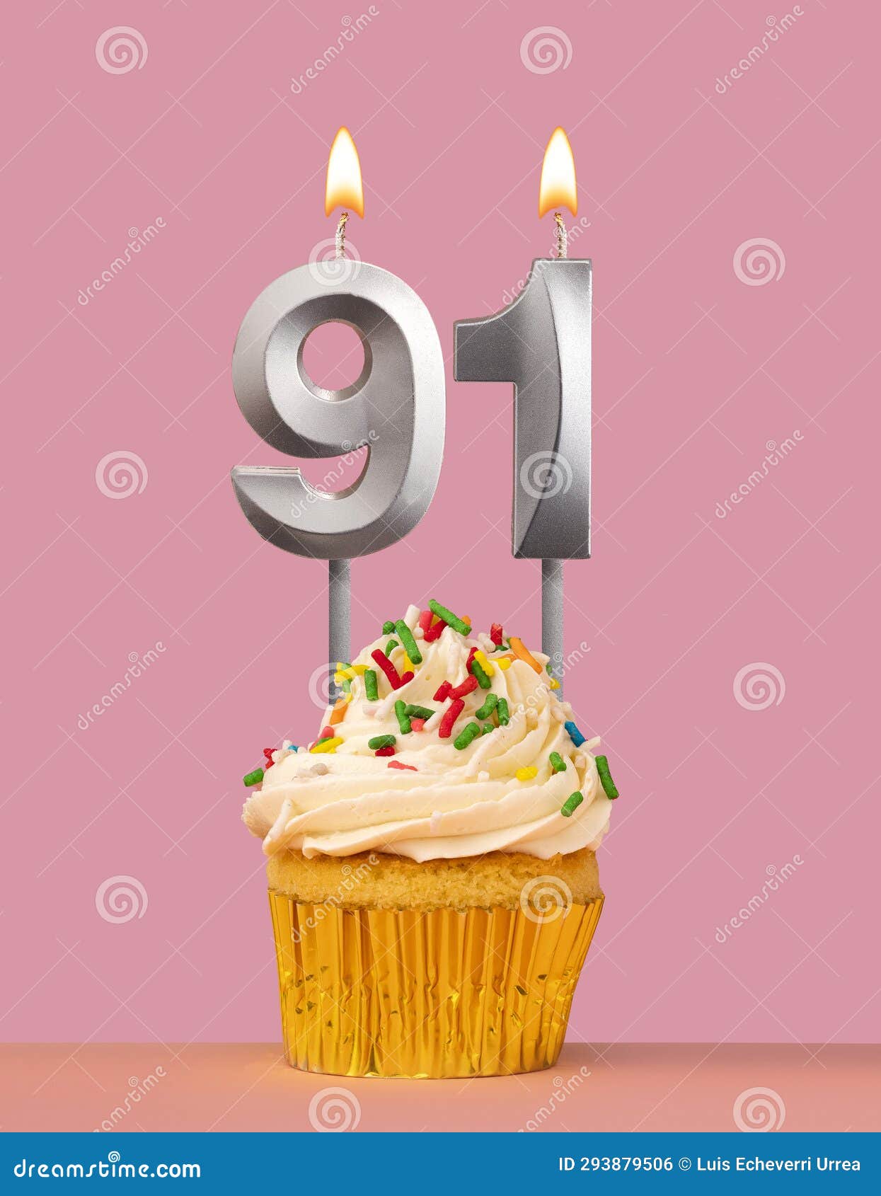 Number 91 Candle with Cupcake - Birthday Card Stock Photo - Image of ...