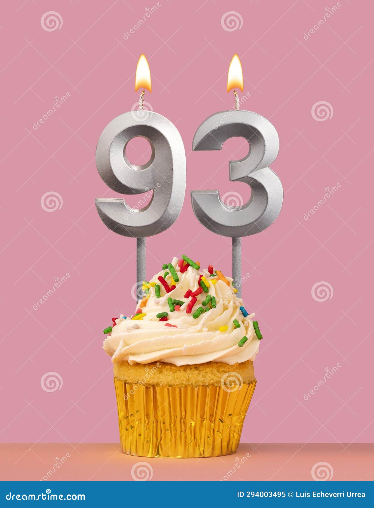 Number 93 Candle with Cupcake - Birthday Card Stock Image - Image of ...