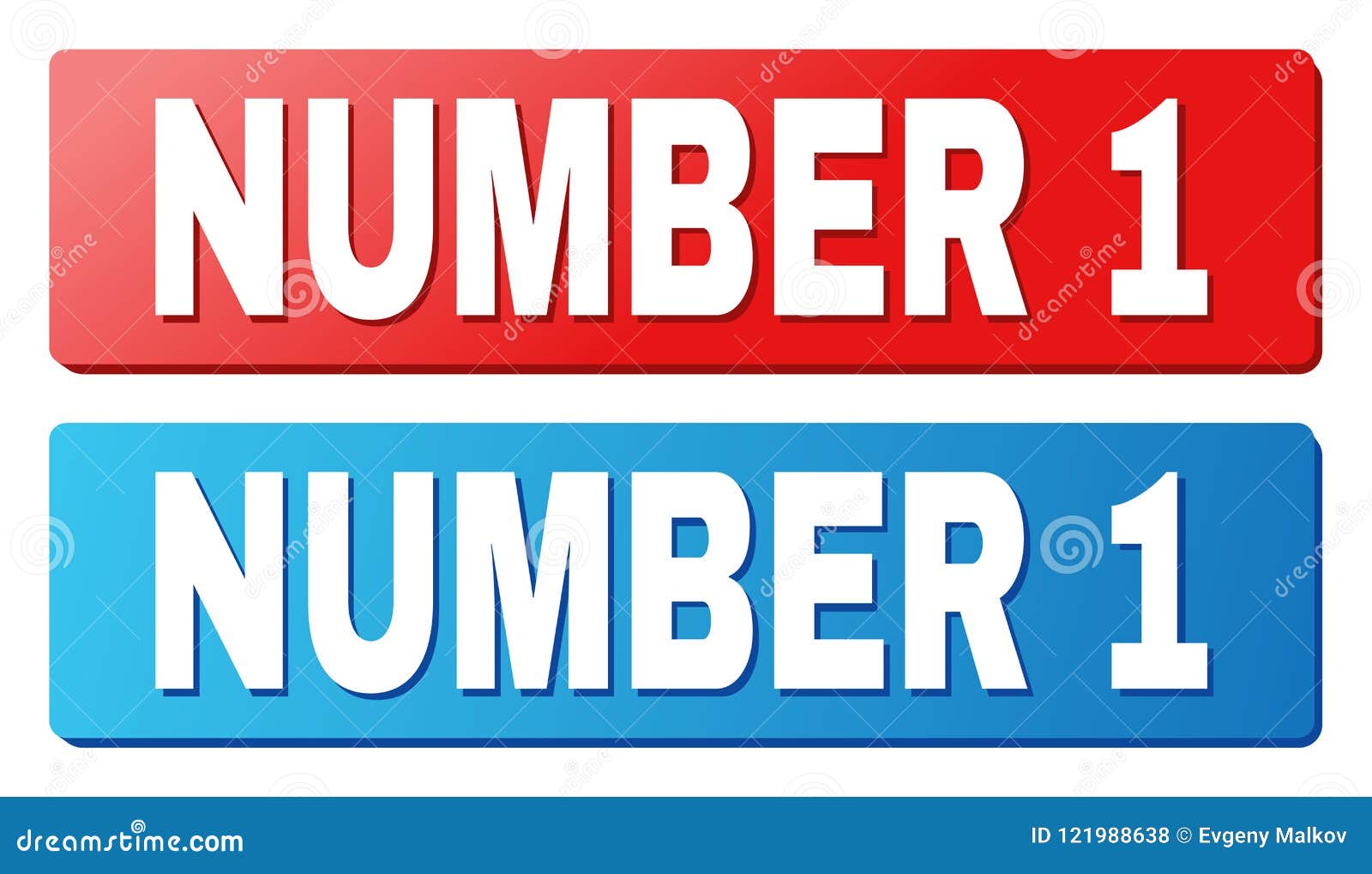 NUMBER 1 Caption on Blue and Red Rectangle Buttons Stock Vector ...