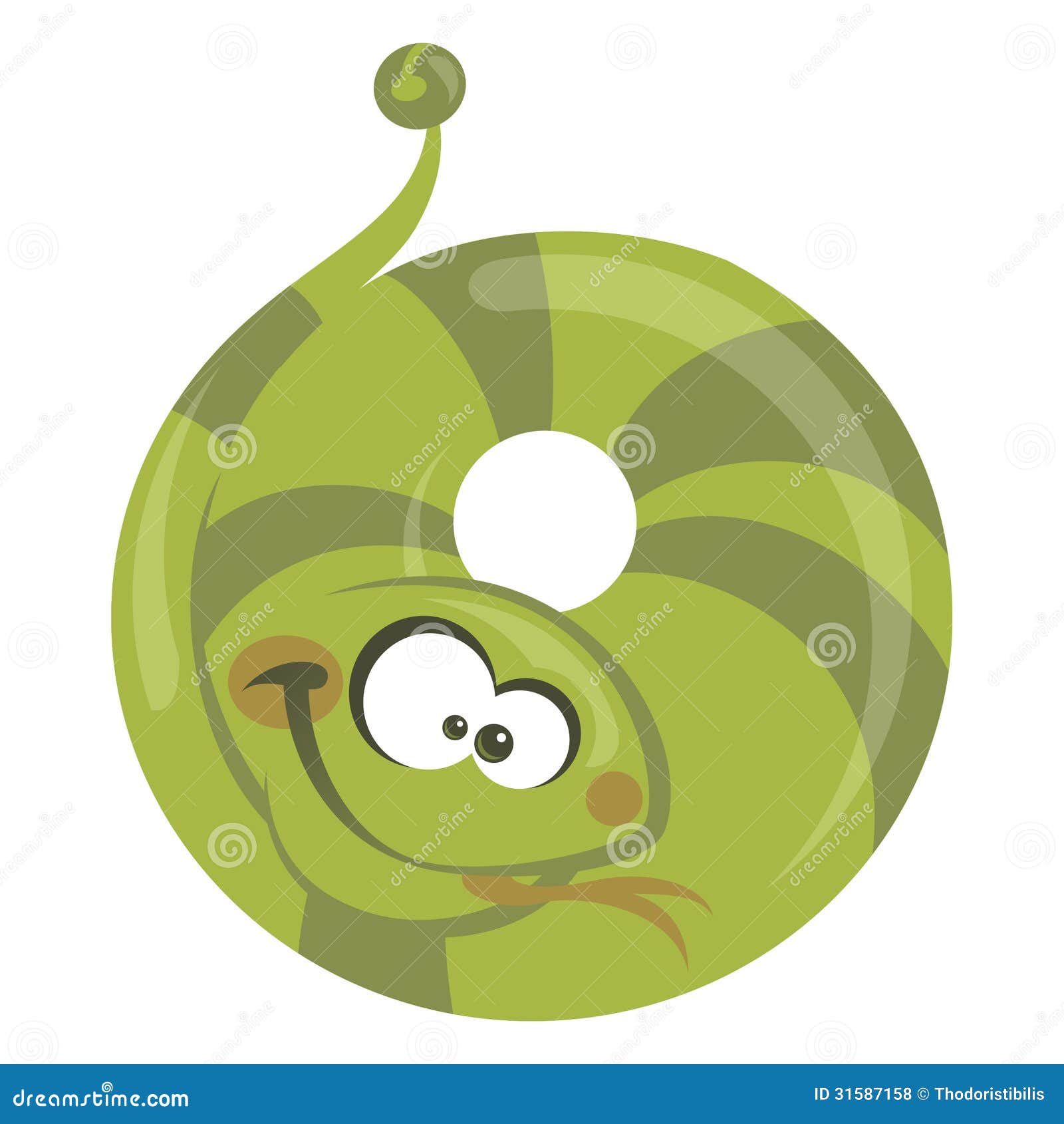 Snake. Cartoons Hand Drawn Green Yellow Amphibia Art Design Element ...