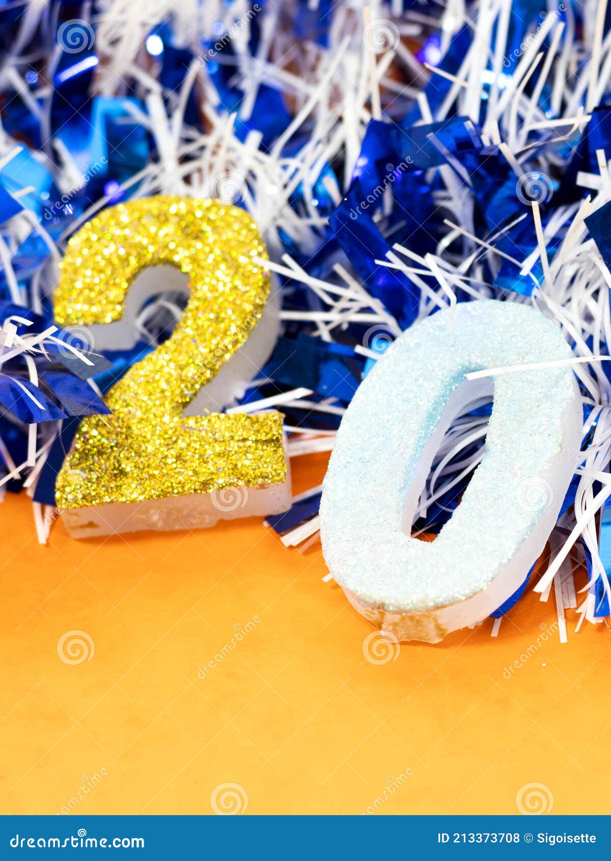 Number 20 Celebration Candle with Tinsel Stock Photo - Image of light ...