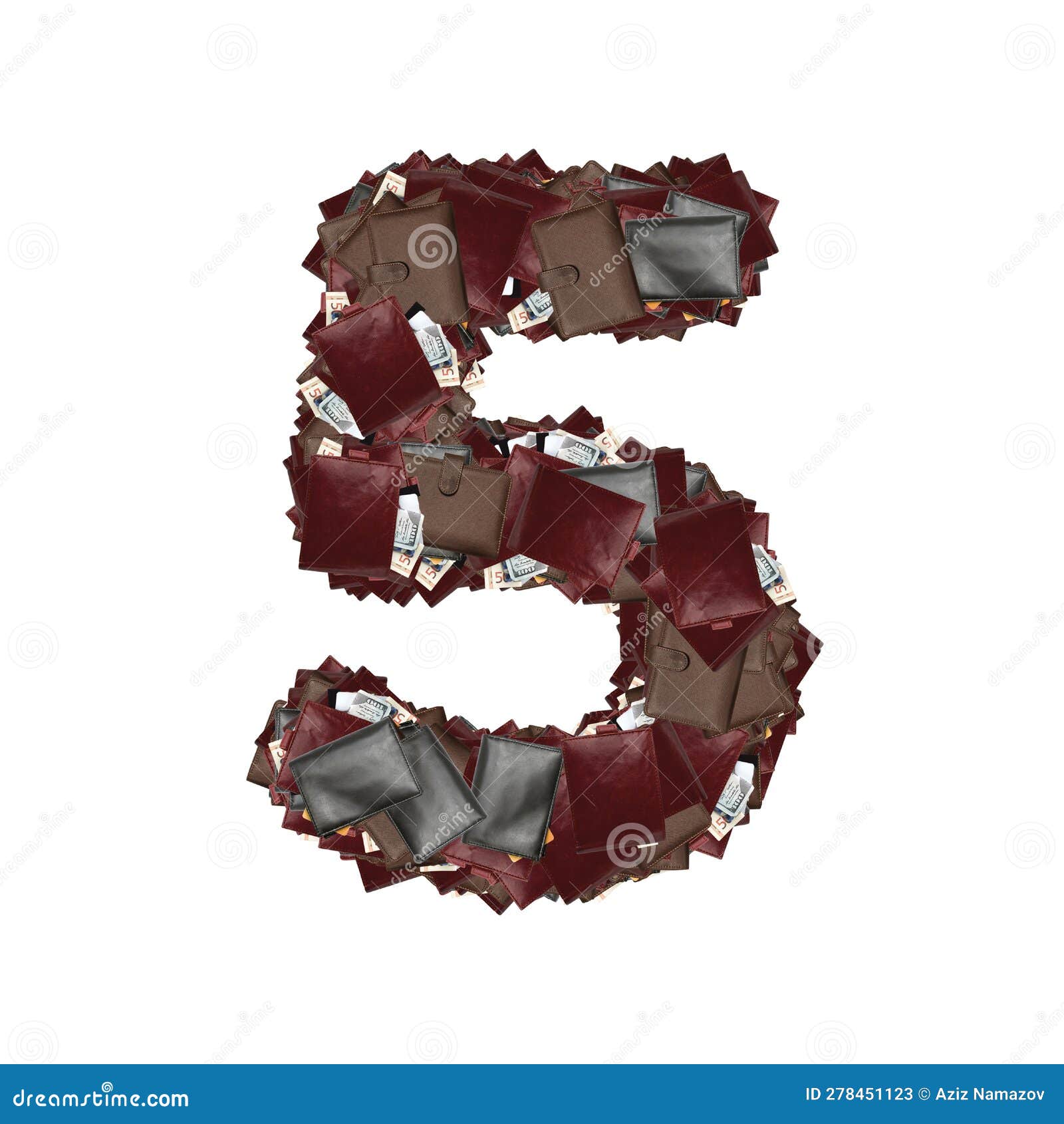 Number and Character with Wallets Inside Dollars Stock Image - Image of ...