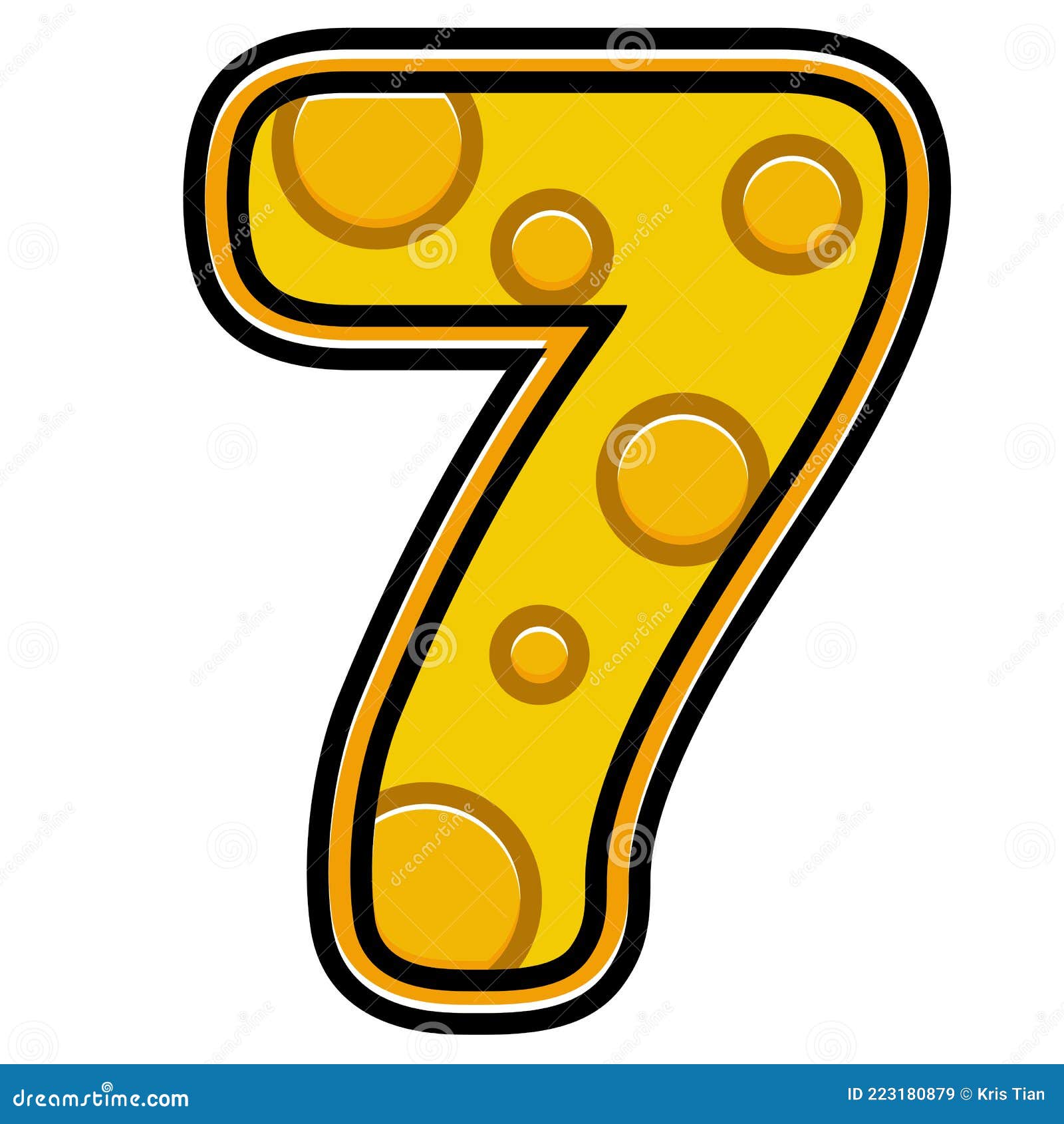 Number cheese seven stock vector. Illustration of meal - 223180879