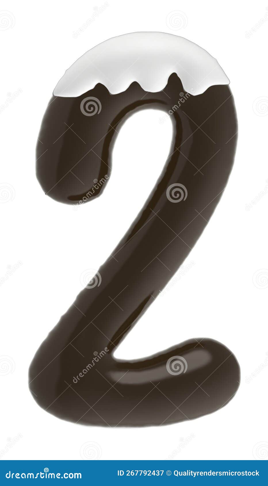 Number 2 Chocolate Font with Cream on Top Stock Illustration ...