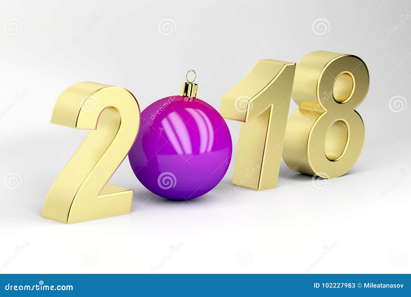 Number 2018 with Christmas Ball Stock Illustration - Illustration of ...