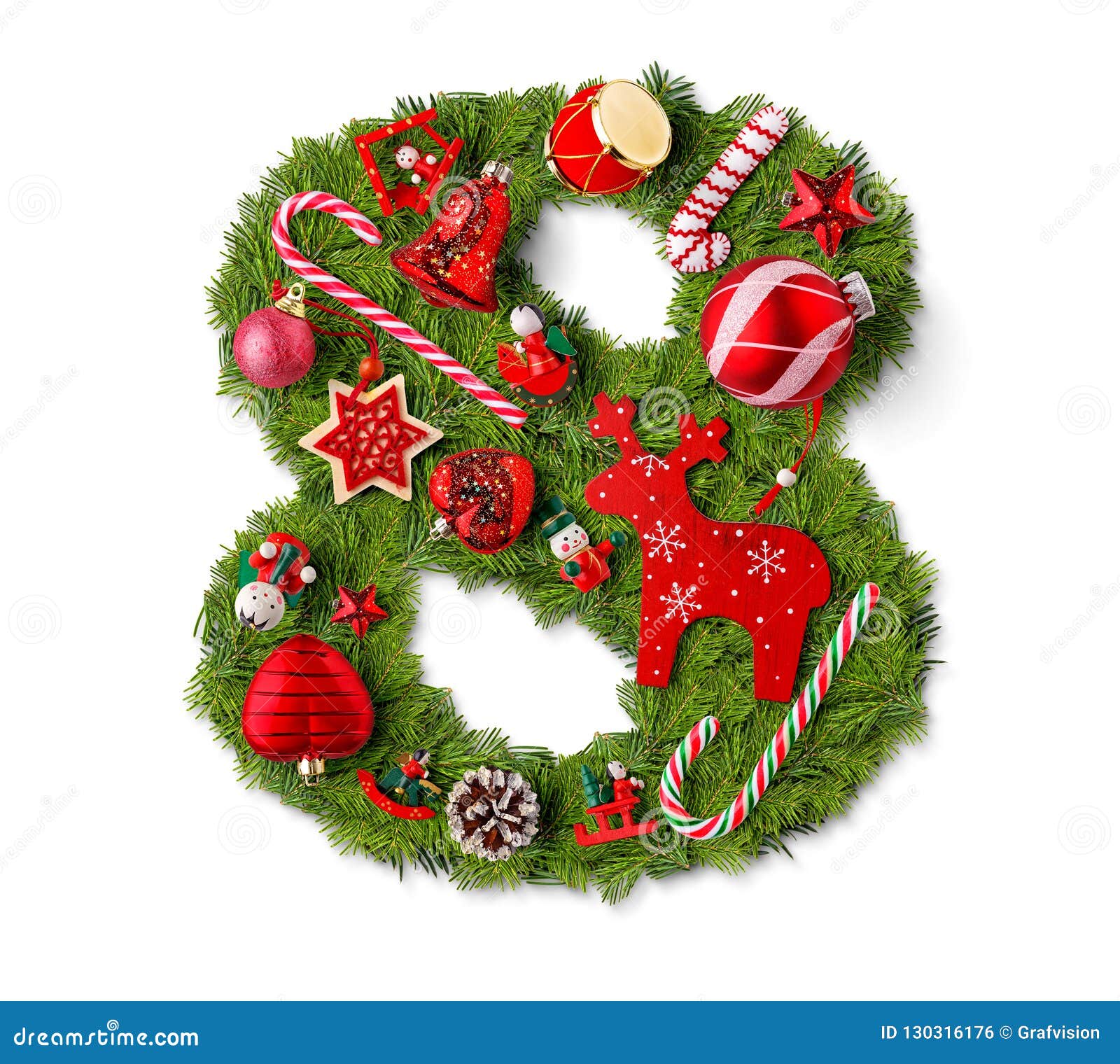 Number 8. Christmas Tree Decoration Stock Photo - Image of patterns ...